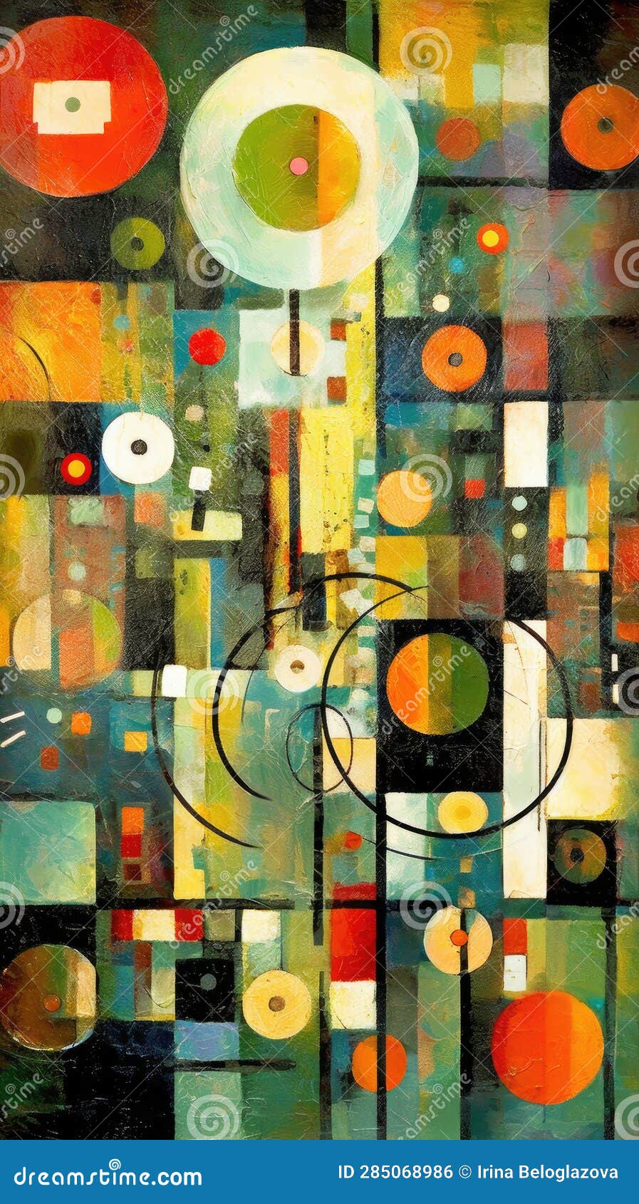 Abstract Expressionist Image Squares, Circles, Triangles Stock ...