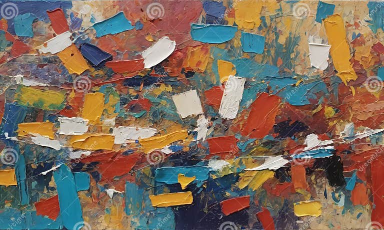 Abstract Expressionist Painting Features Vibrant Array Overlapping ...