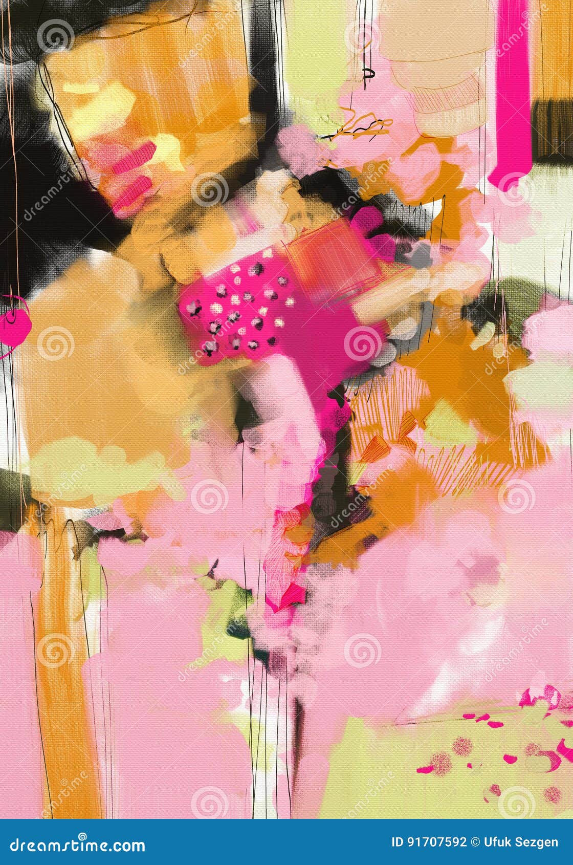 Abstract Expressionist Style Oil Painting Artwork On Canvas Royalty ...