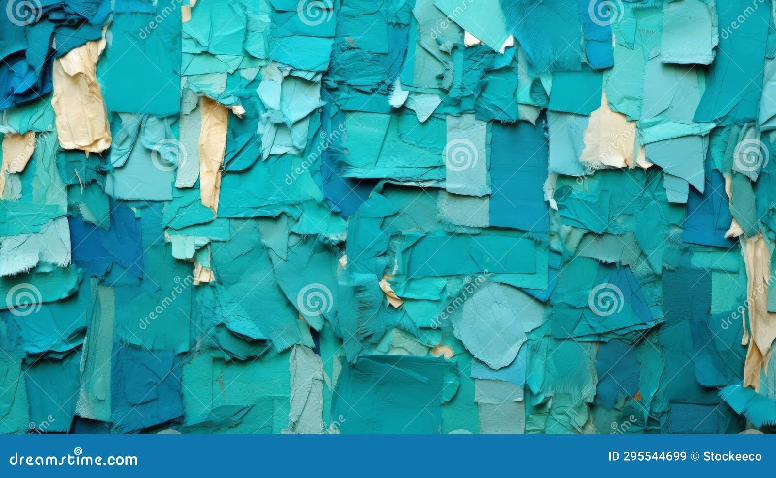 Abstract Expressionistic Collage: Blue Wall Of Newspaper Strips Royalty ...
