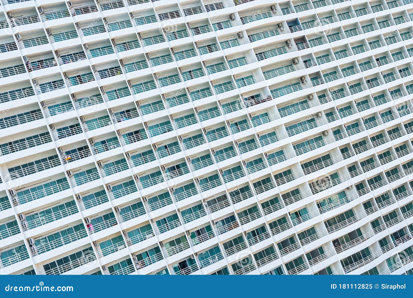 Abstract Exterior Building Architecture and Balcony with Window Pattern ...