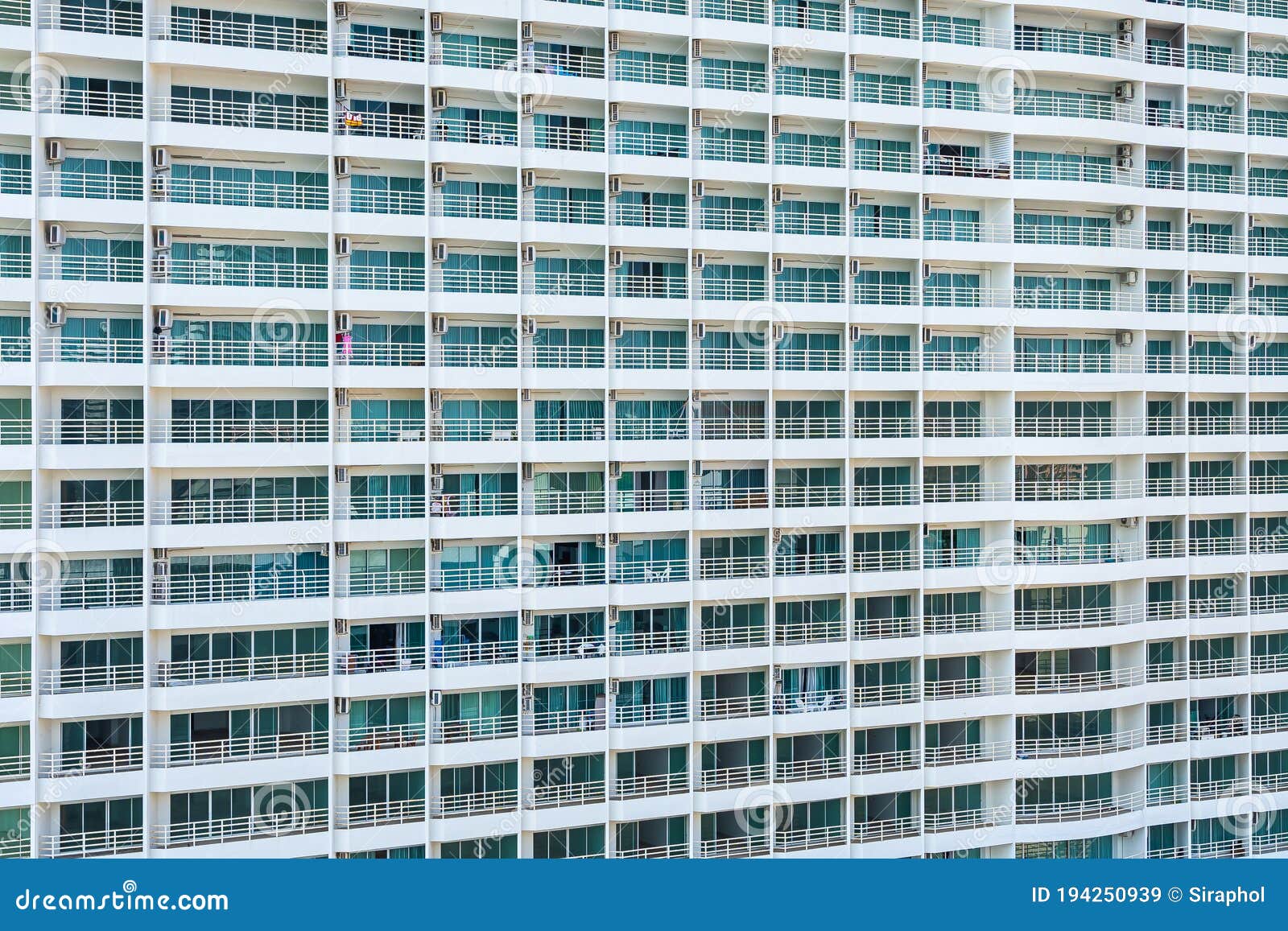 Abstract Exterior Building Architecture and Balcony with Window Pattern ...