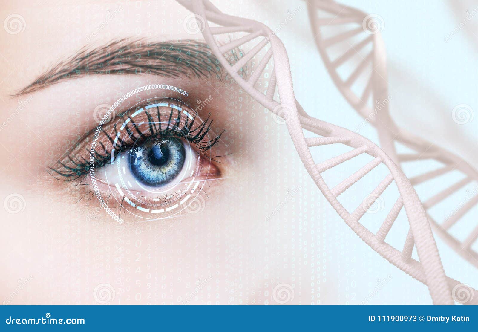 Abstract Eye with Digital Circle and DNA Chains. Stock Image - Image of ...