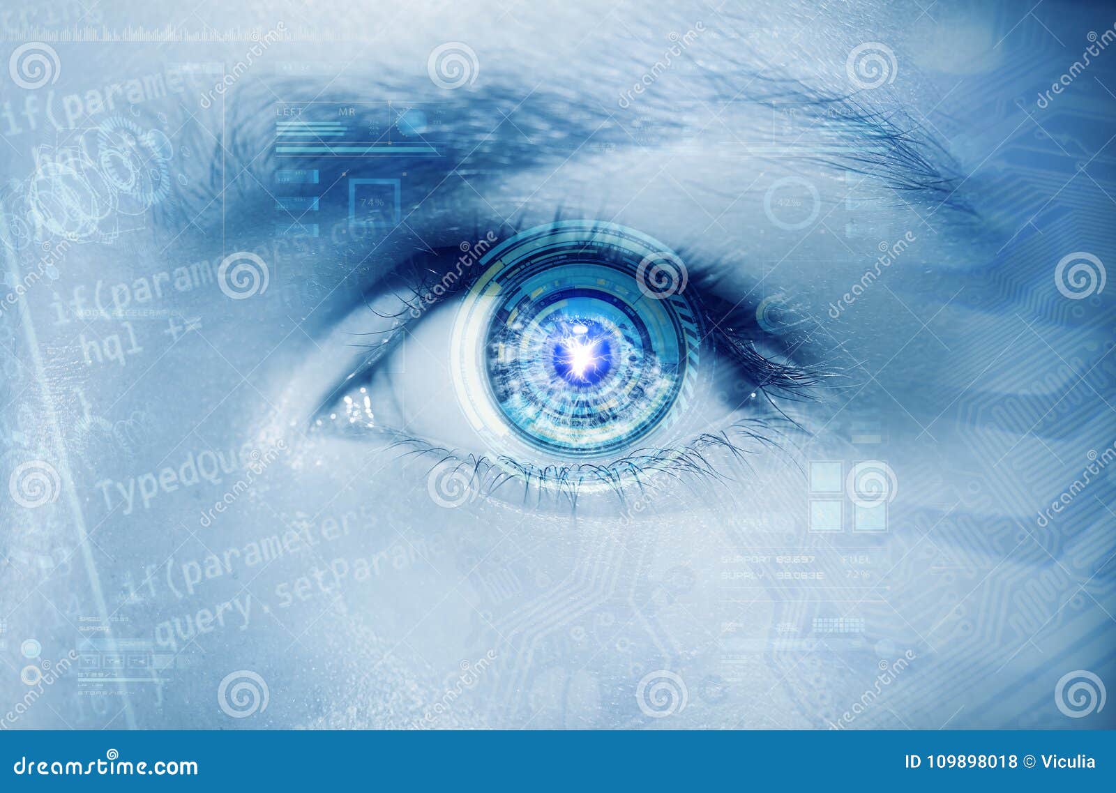 Abstract Eye with Digital Circle. Futuristic Vision Science and ...