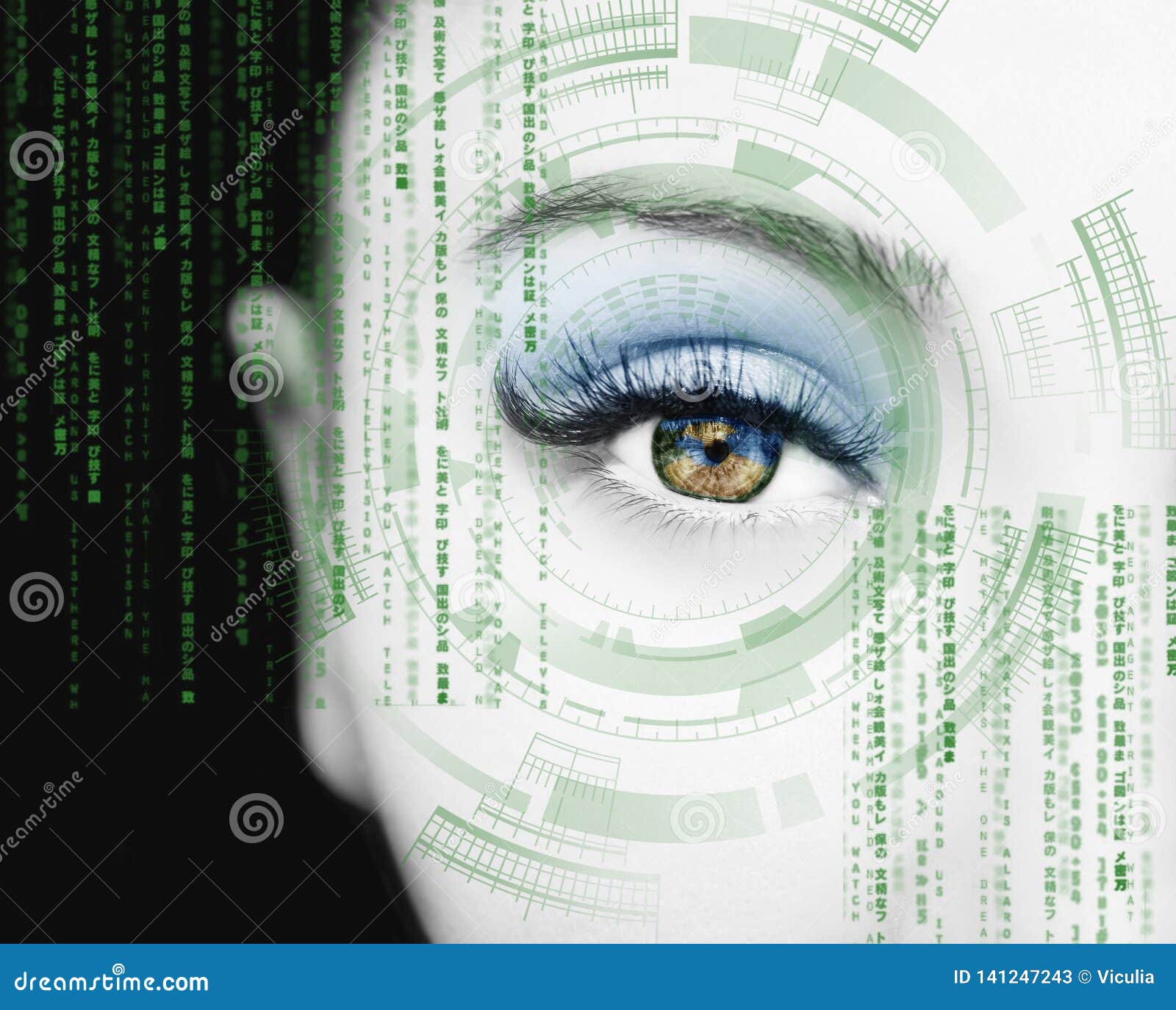 Abstract Eye with Digital Circle. Futuristic Vision Science and ...