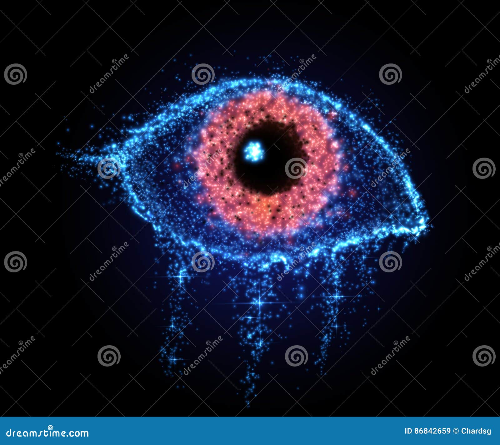 Abstract Eye from Light Particles, with Flare Effect. Vector ...