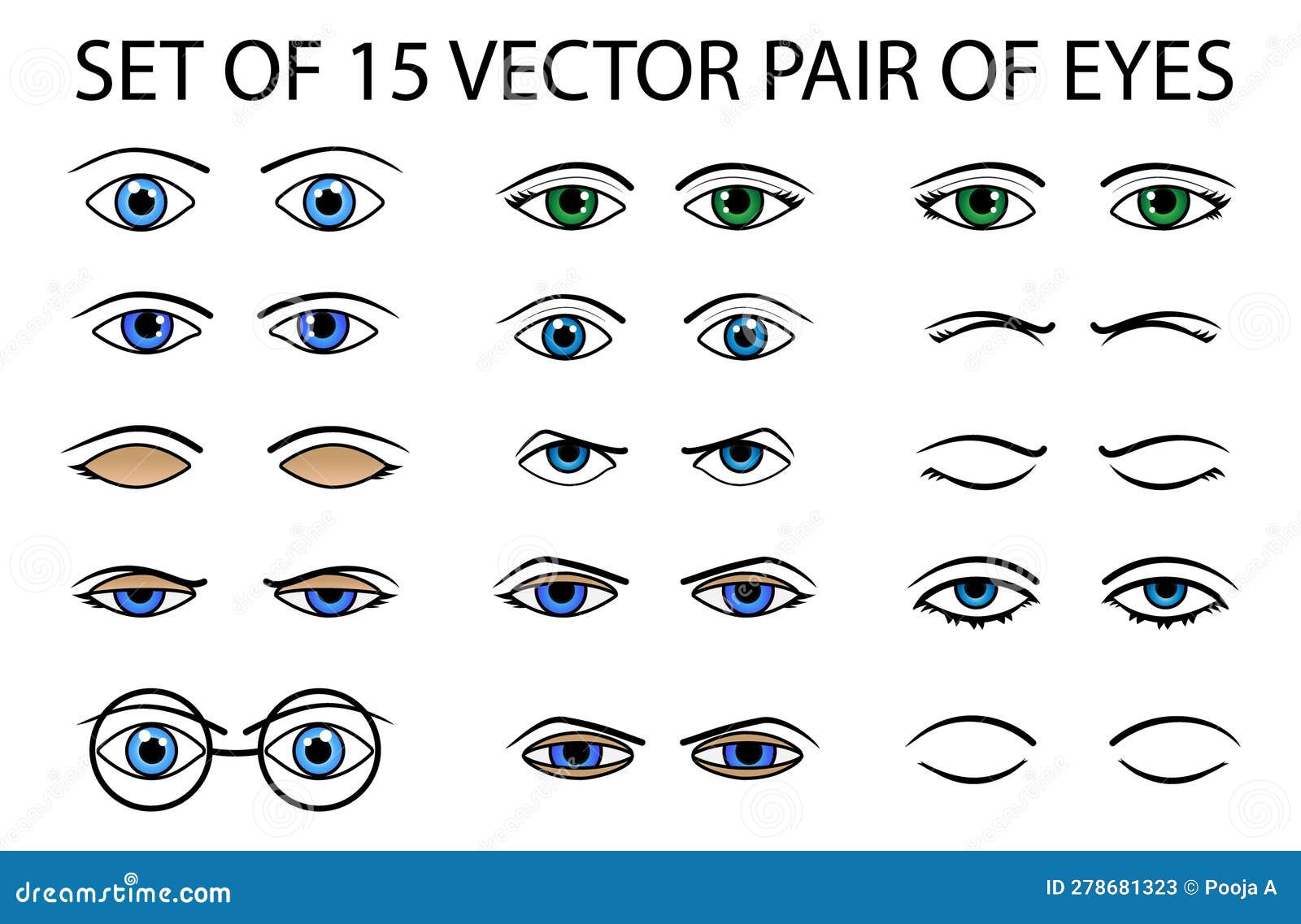 Abstract Eyes Collection: 15 Pairs with Unique Expressions Stock Vector ...