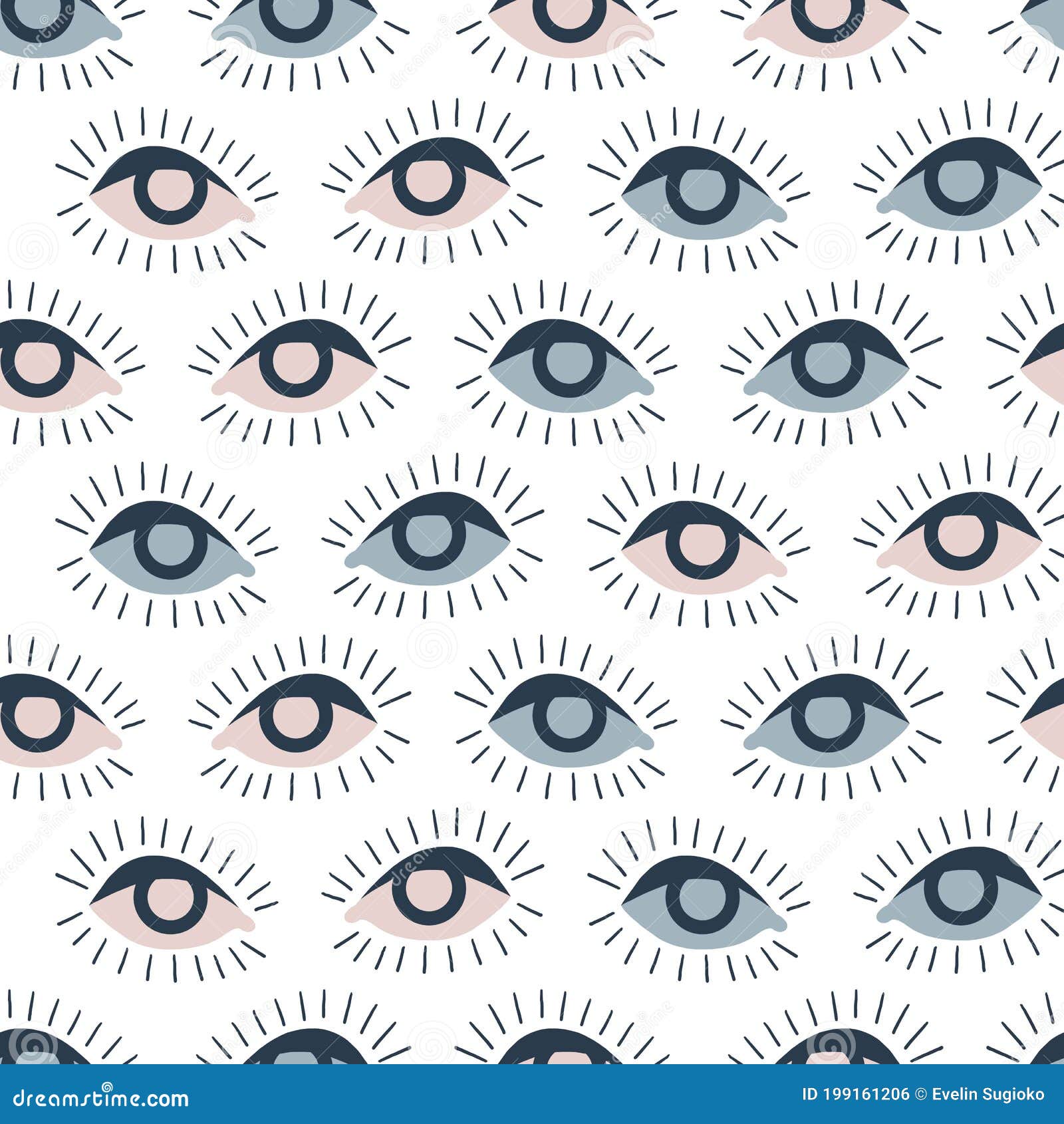 Abstract Eyes Graphic Drawing Seamless Pattern Stock Vector ...