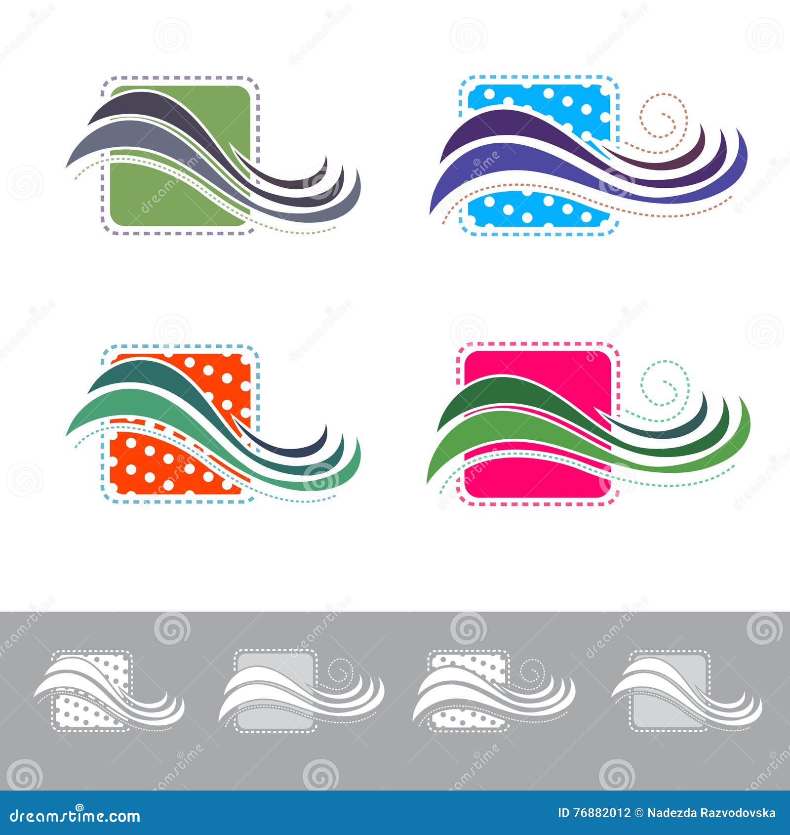 Abstract Fabric or Textile Logo Design Set Stock Vector - Illustration ...