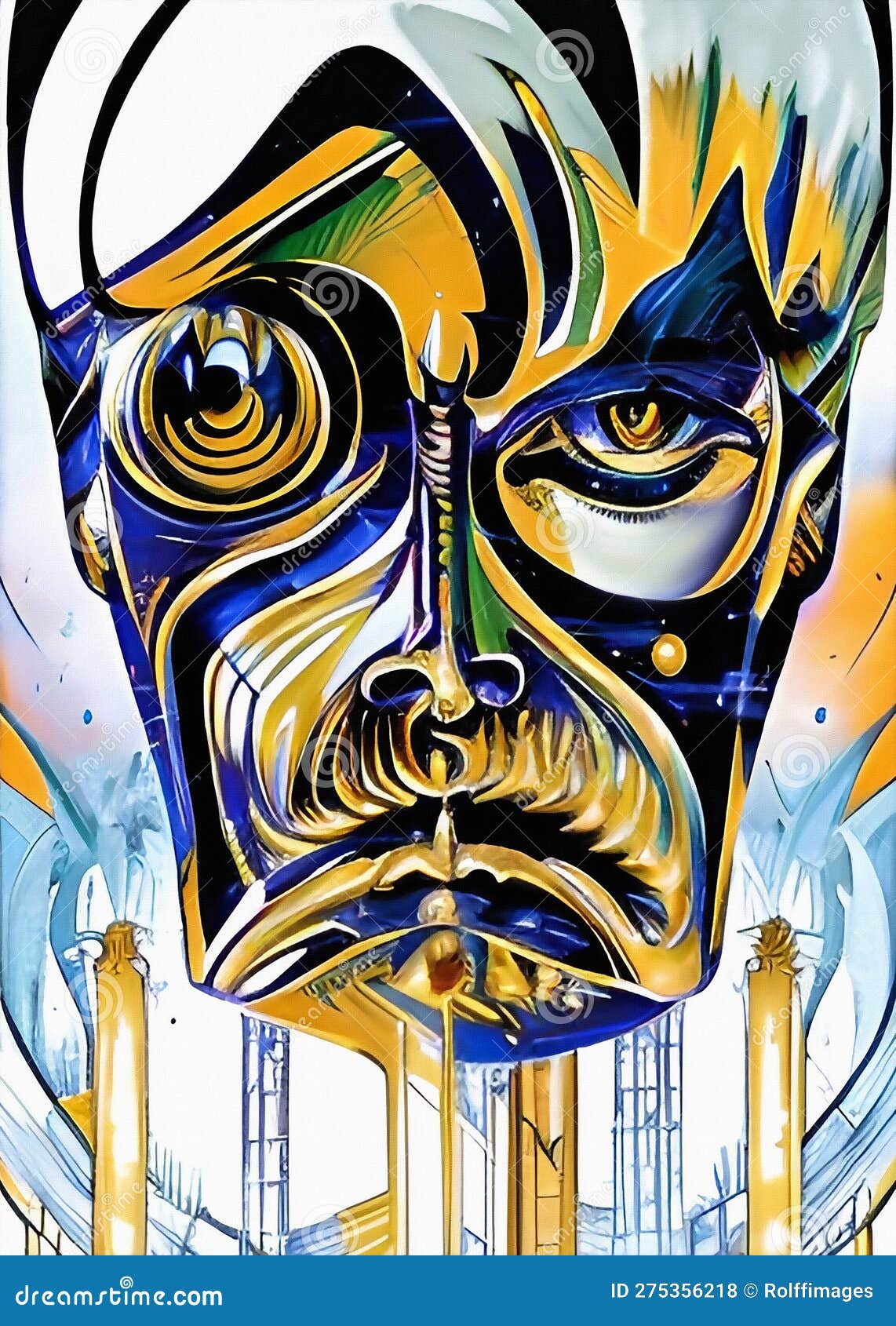 Abstract face of an alien stock illustration. Illustration of grunge ...