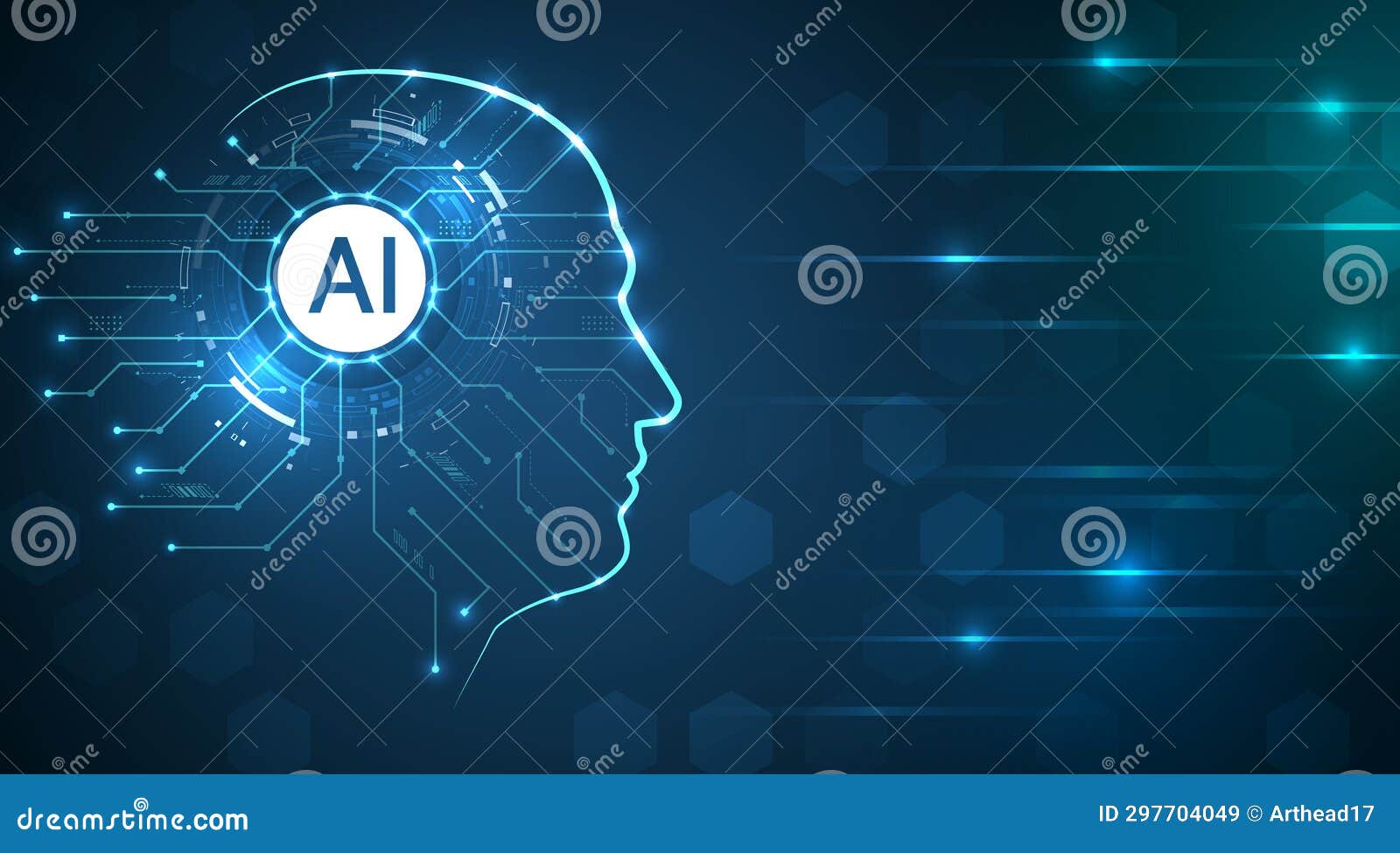 The Abstract Face of Artificial Intelligence. Digital Brain, Vector ...