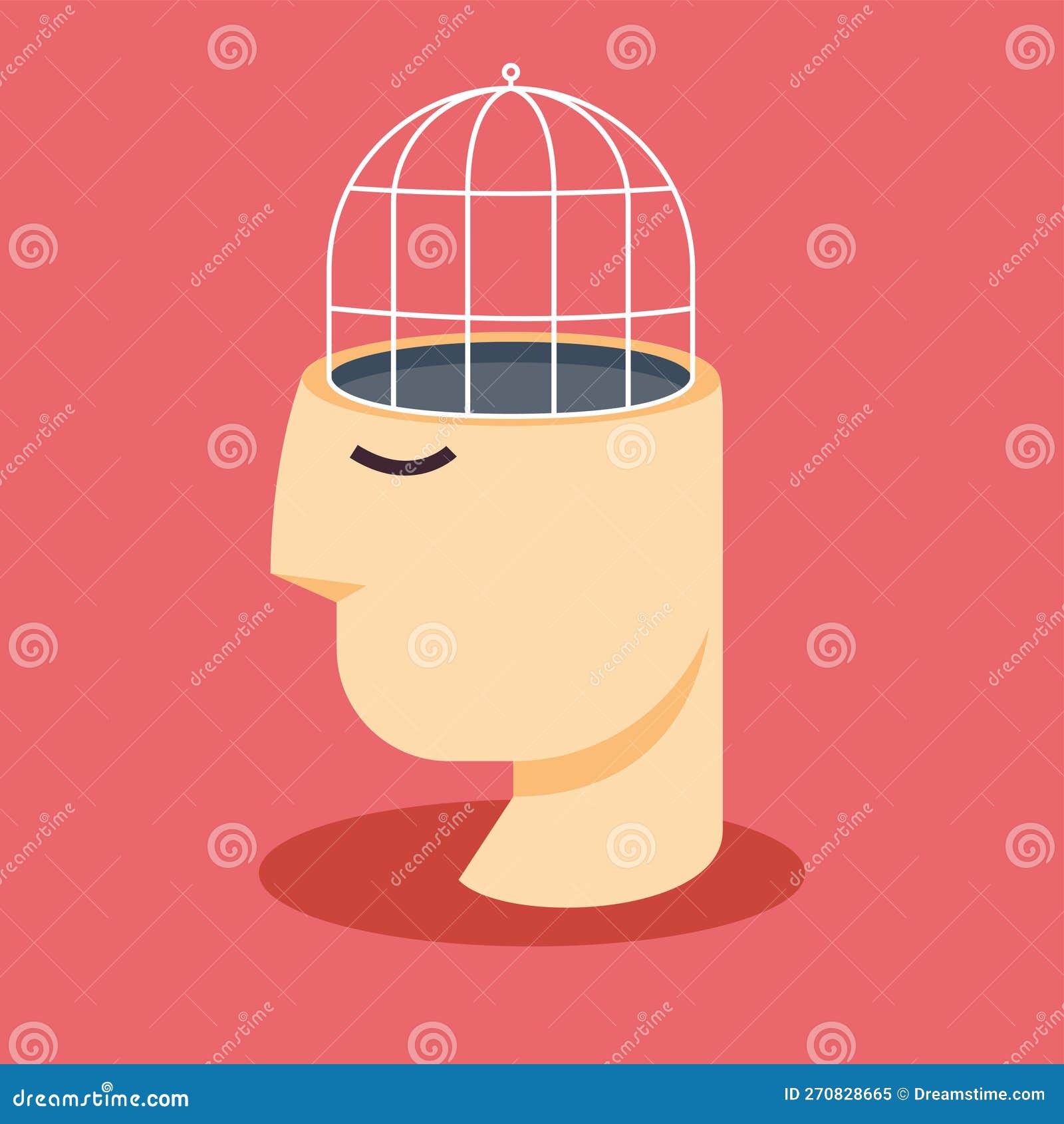 230301A_Abstract Face Cage Mind Stock Illustration - Illustration of ...