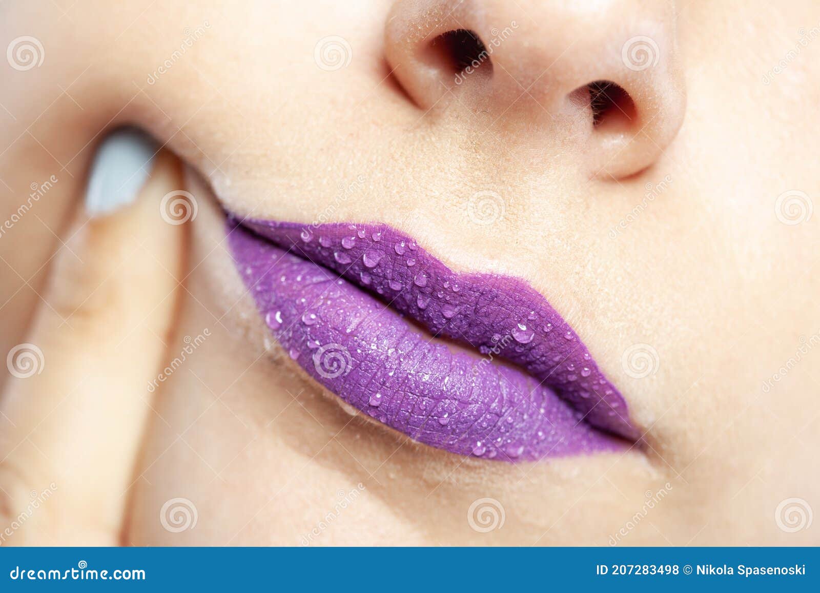 Abstract Face, Close Up Wet Lips with Water Drops Visible Stock Photo ...