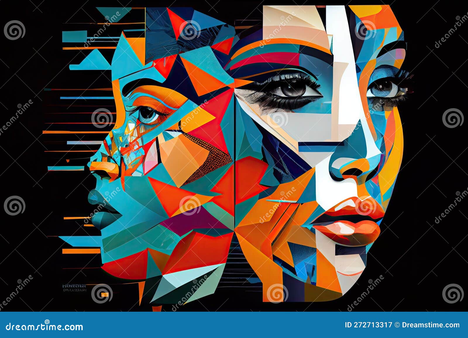 Abstract Face Collage with Bold Colors and Unique Patterns Stock ...