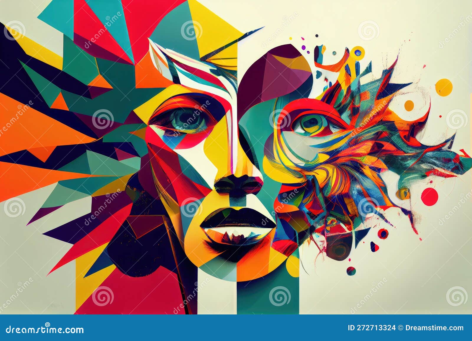 Abstract Face Collage with Bold Colors and Unique Patterns Stock ...