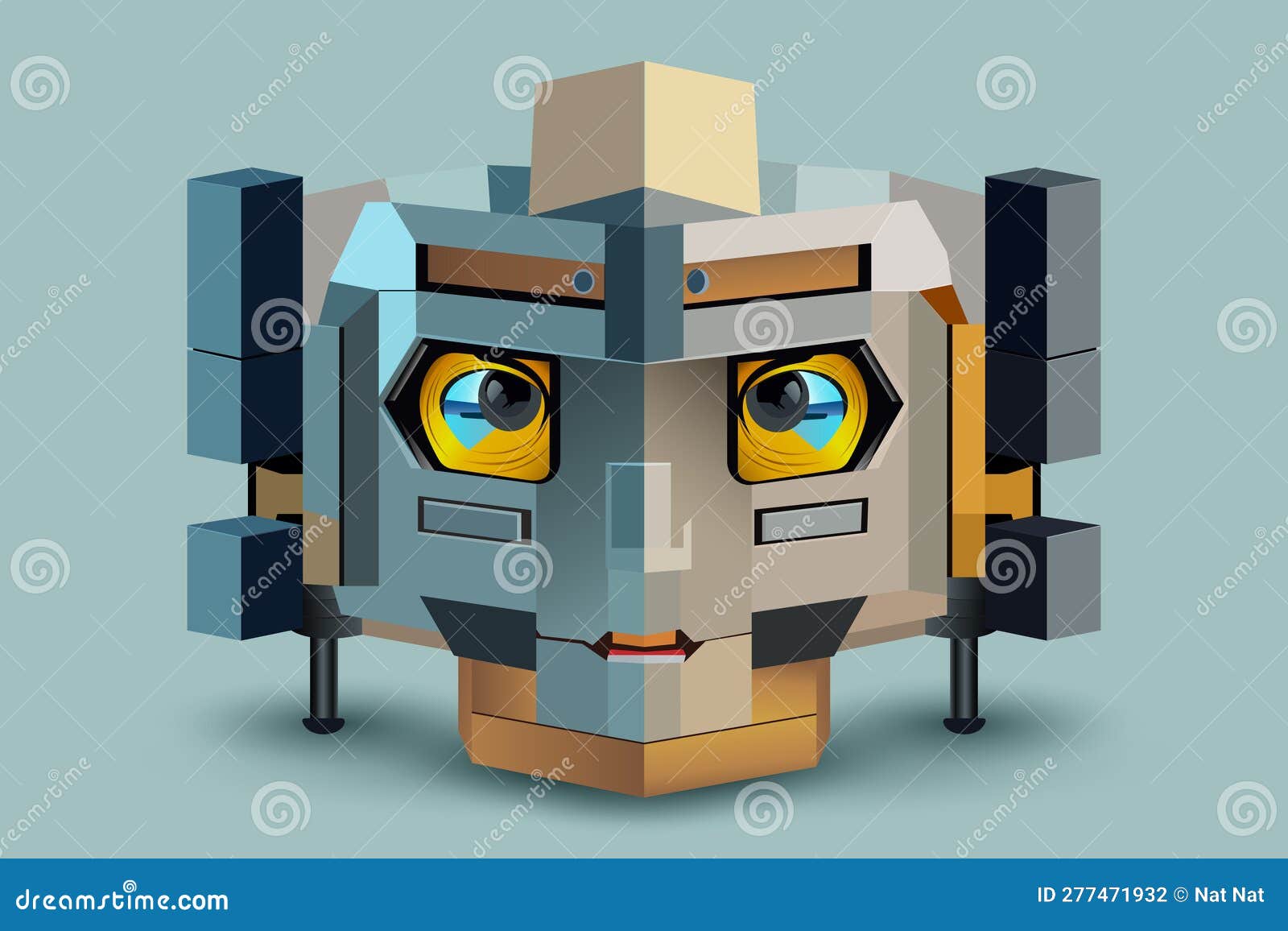 Abstract Face in a Cubic Style in the Form of a Robot Vector Stock ...