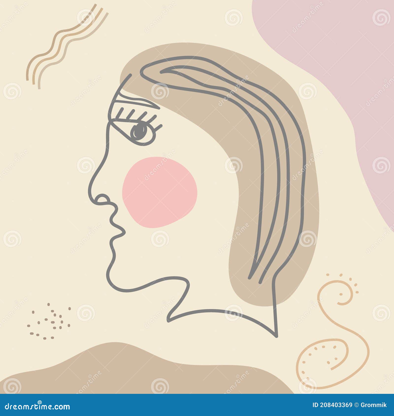 Abstract Face in a Minimalist Style. Linear Vector Illustration Stock ...