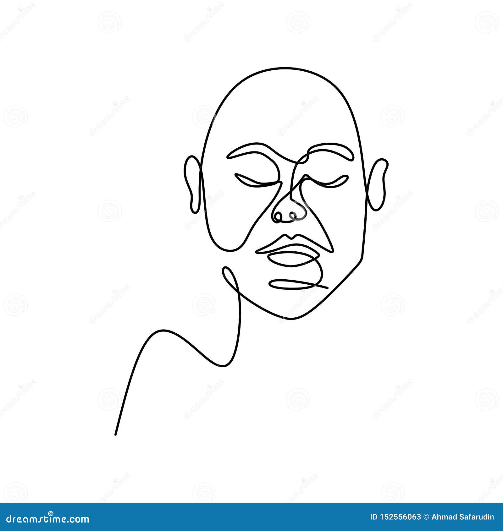 Abstract Face One Line Drawing. Portrait Minimalistic Style Stock ...