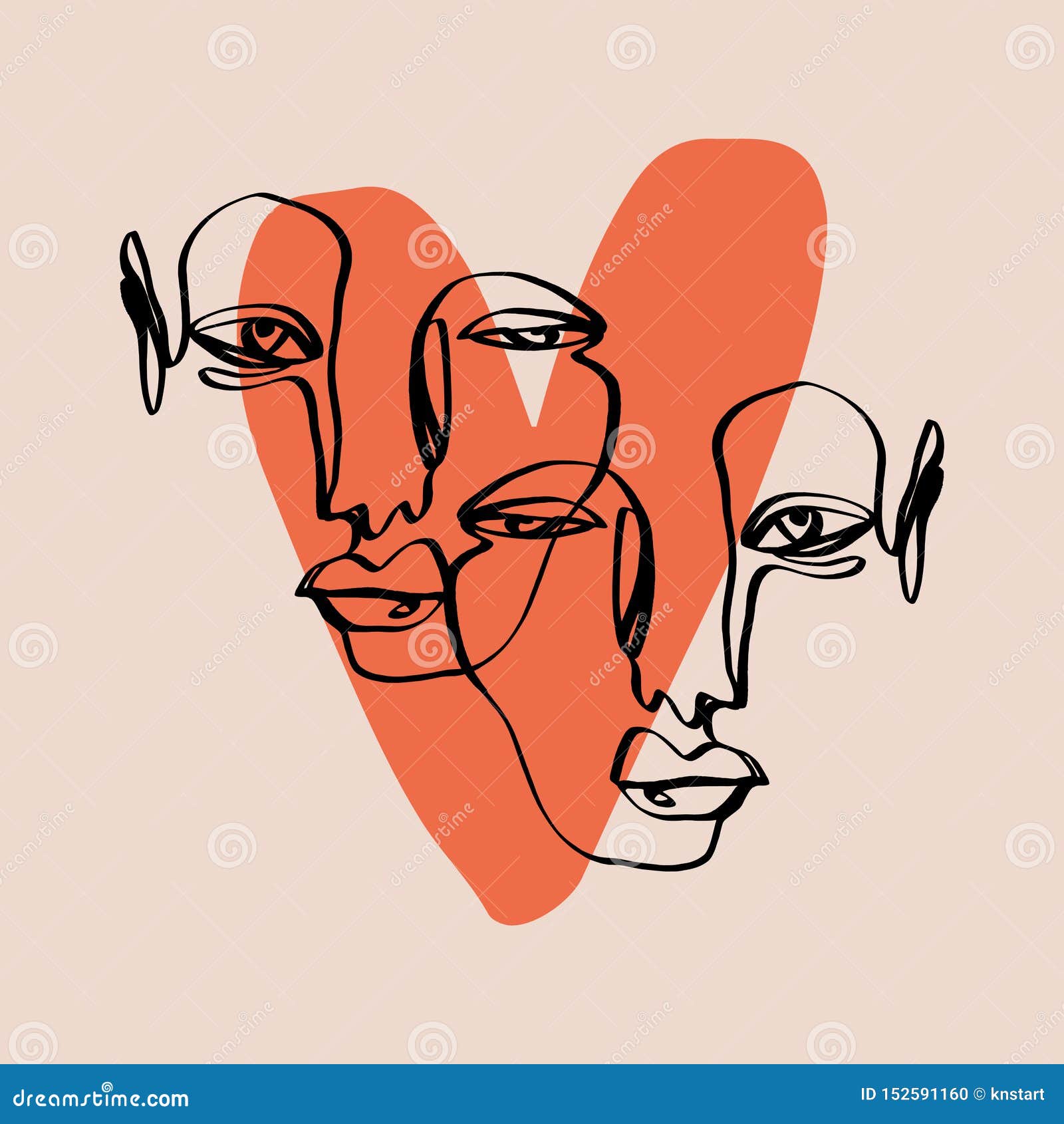 Abstract Face One Line Modern Drawing. Minimalistic Style Stock ...