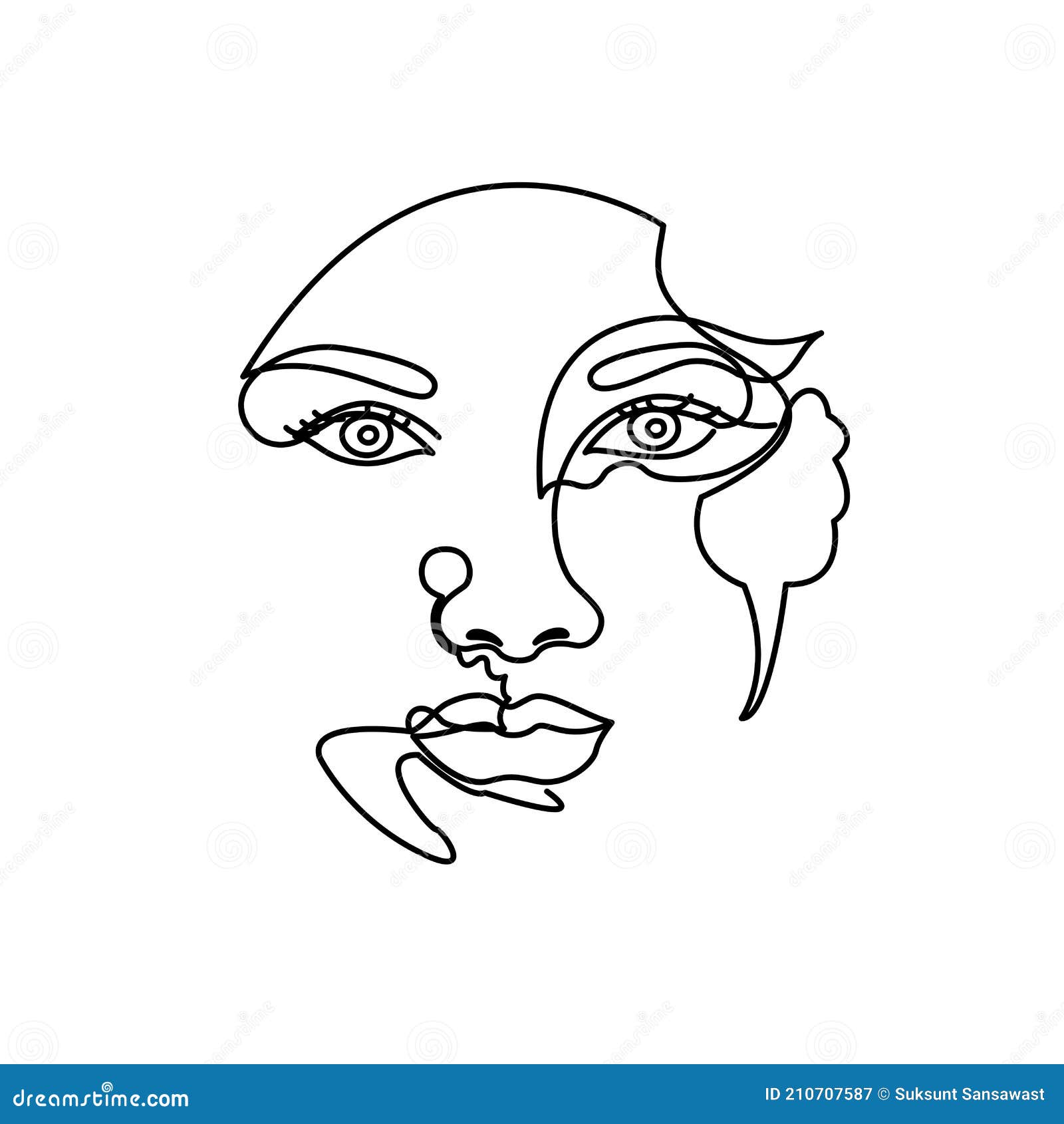 Abstract Face One Line Stock Vector Illustration Of Head 210707587