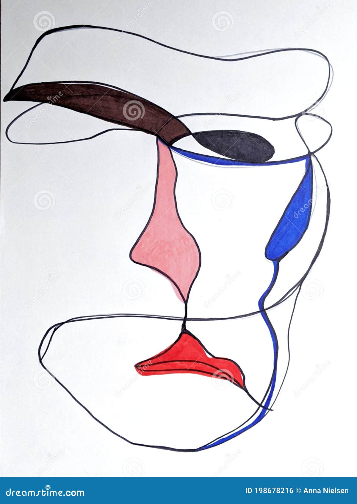 Abstract Face with Red Lipstick Crying Stock Photo - Image of glasses ...