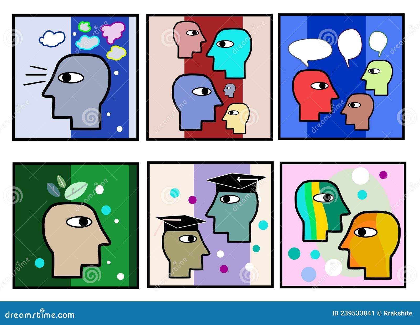 Abstract Faces Expressions Icons Symbols Ideas Development Stock ...