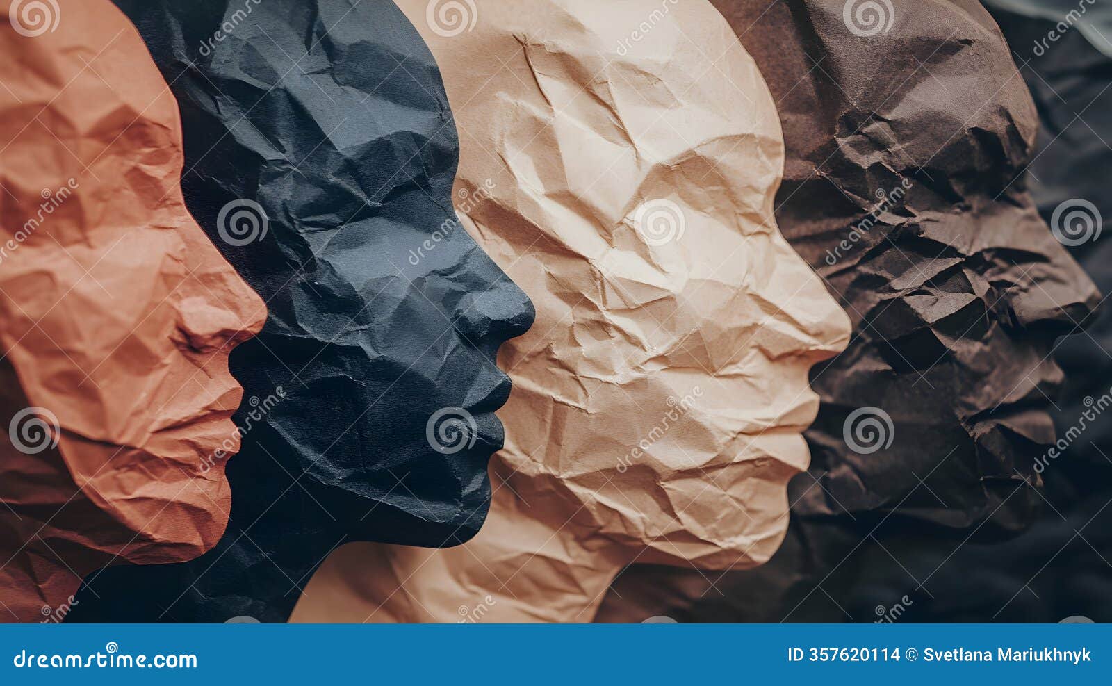 Abstract Faces in Multiple Shades of Paper Highlighting Cultural ...