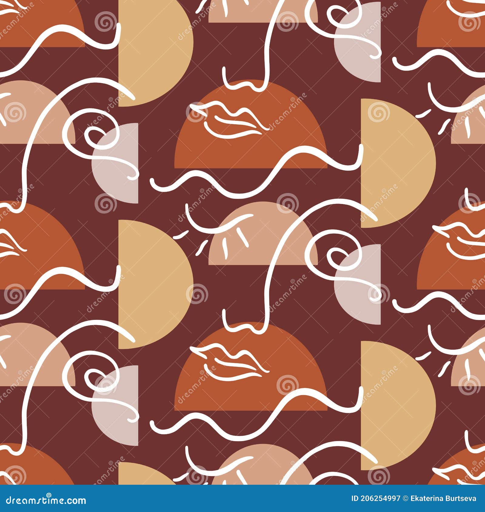 Abstract Faces Seamless Pattern Texture Stock Vector - Illustration of ...