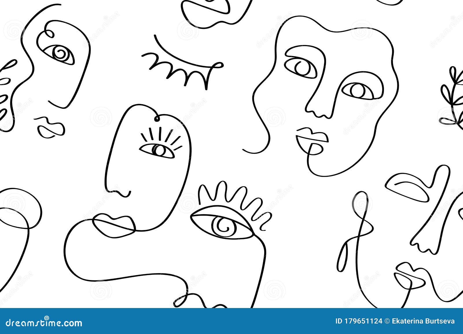 Abstract Faces Seamless Pattern Texture Stock Vector - Illustration of ...