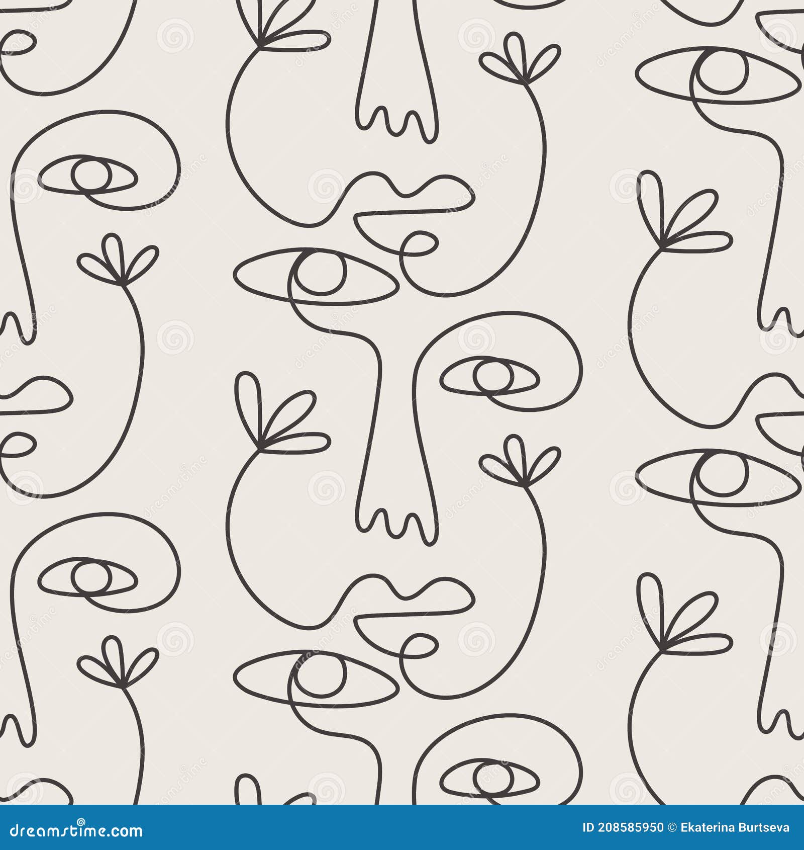 Abstract Faces Seamless Pattern Texture Stock Vector - Illustration of ...