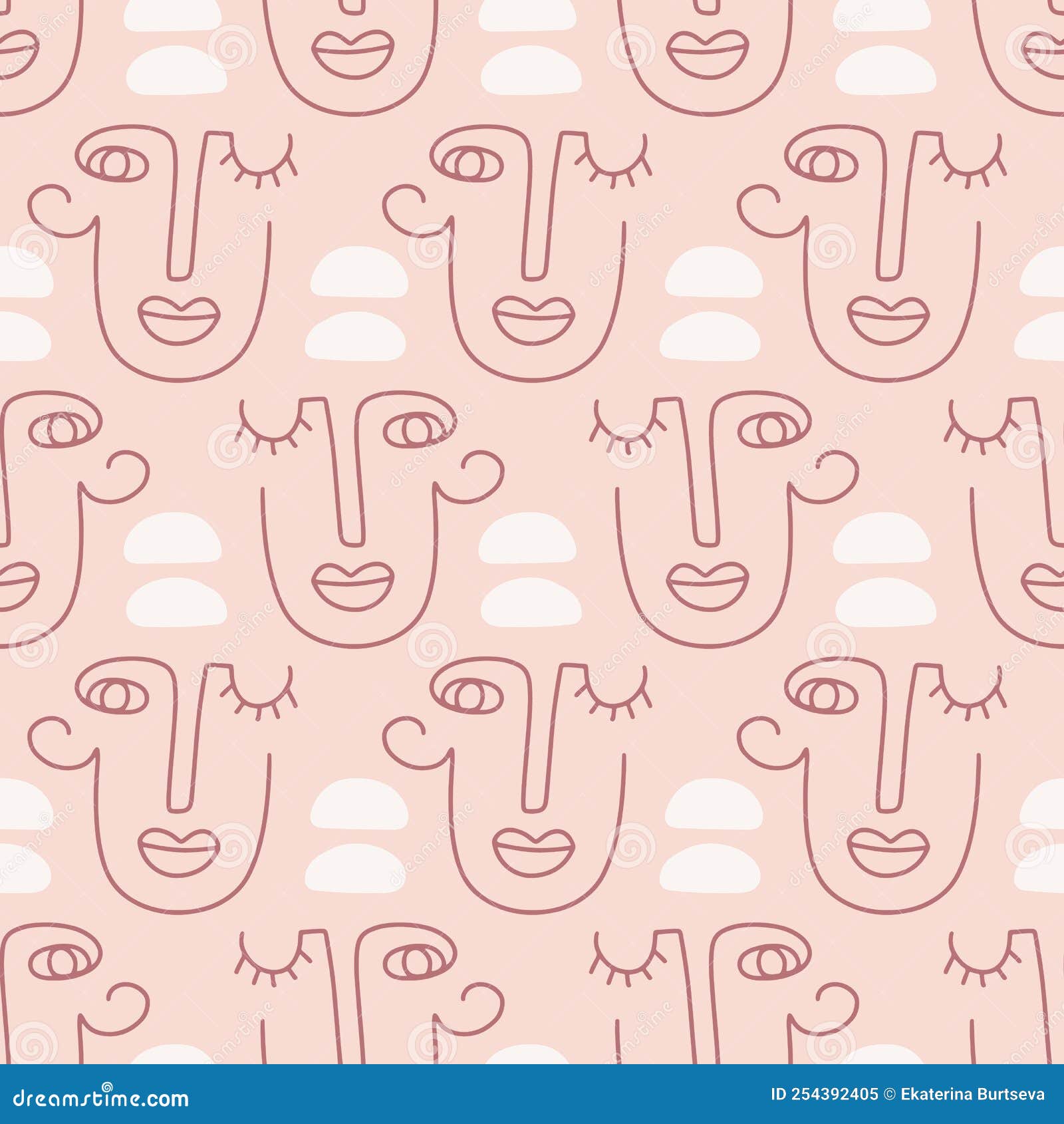 Abstract Faces Seamless Pattern Texture Stock Vector - Illustration of ...