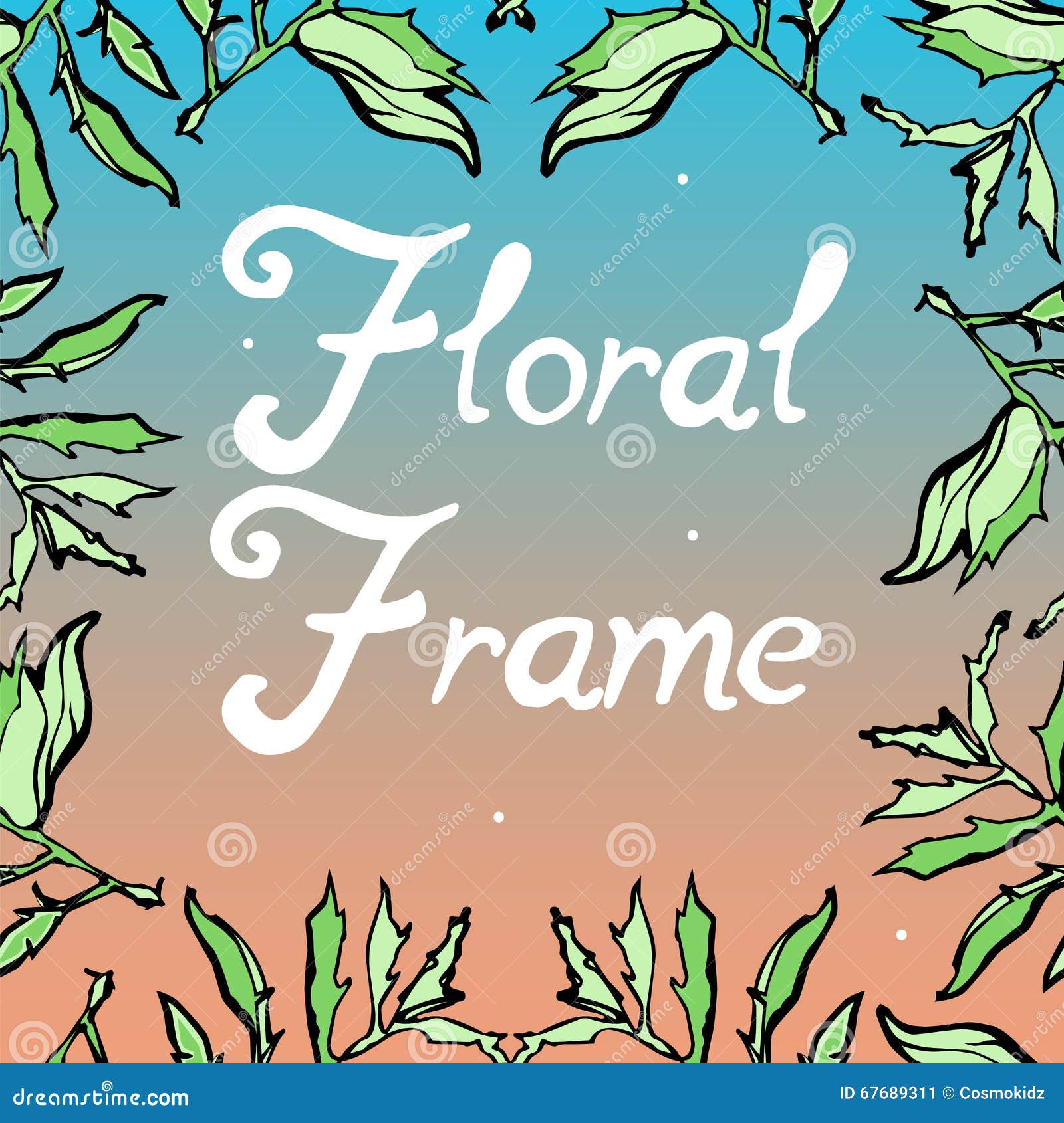 Abstract Fairy Tale Floral Frame. Seamless Pattern Background Stock ...