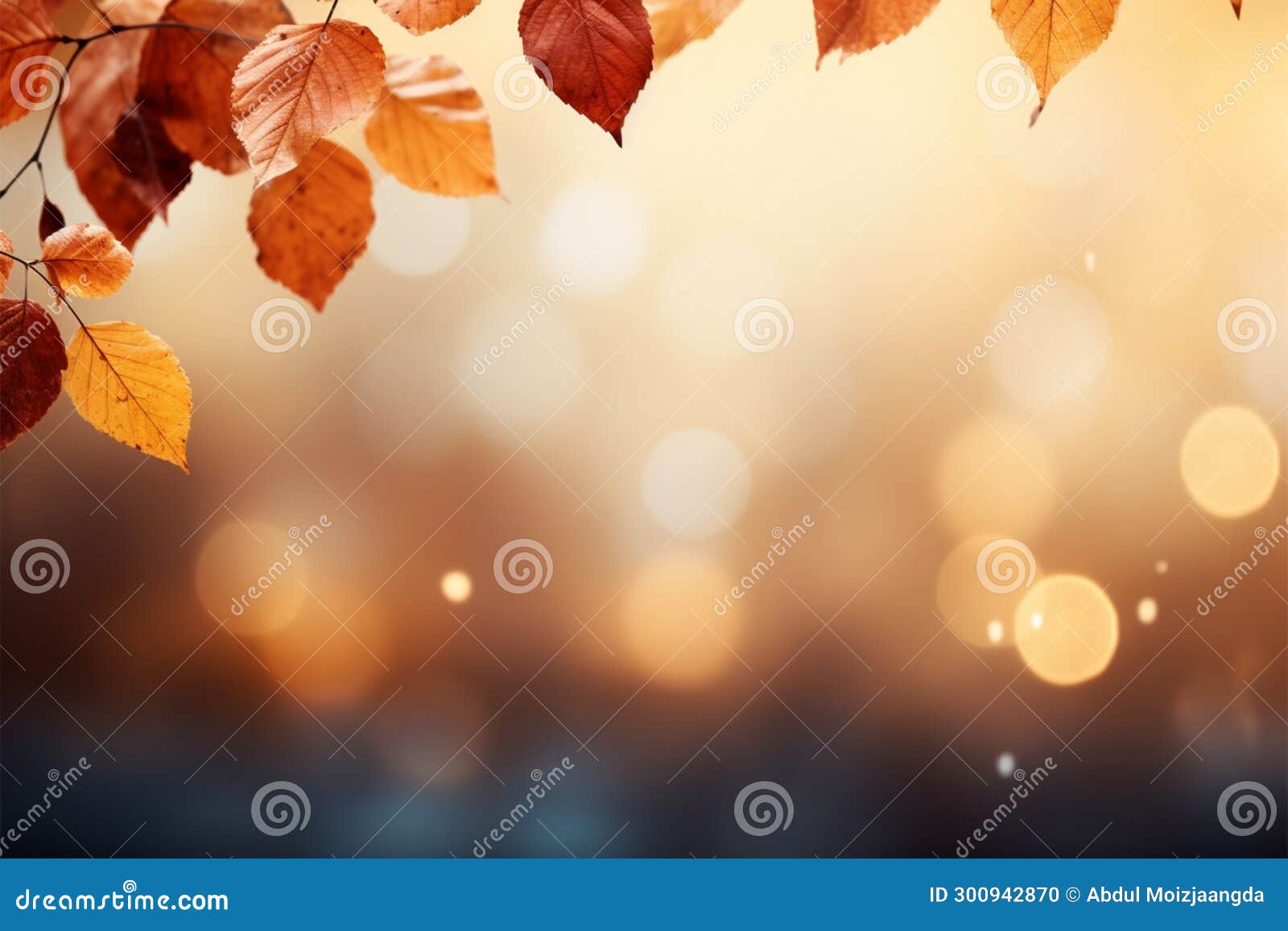 Abstract Fall Falling Leaves Background with Bokeh Effect, Copy Space ...