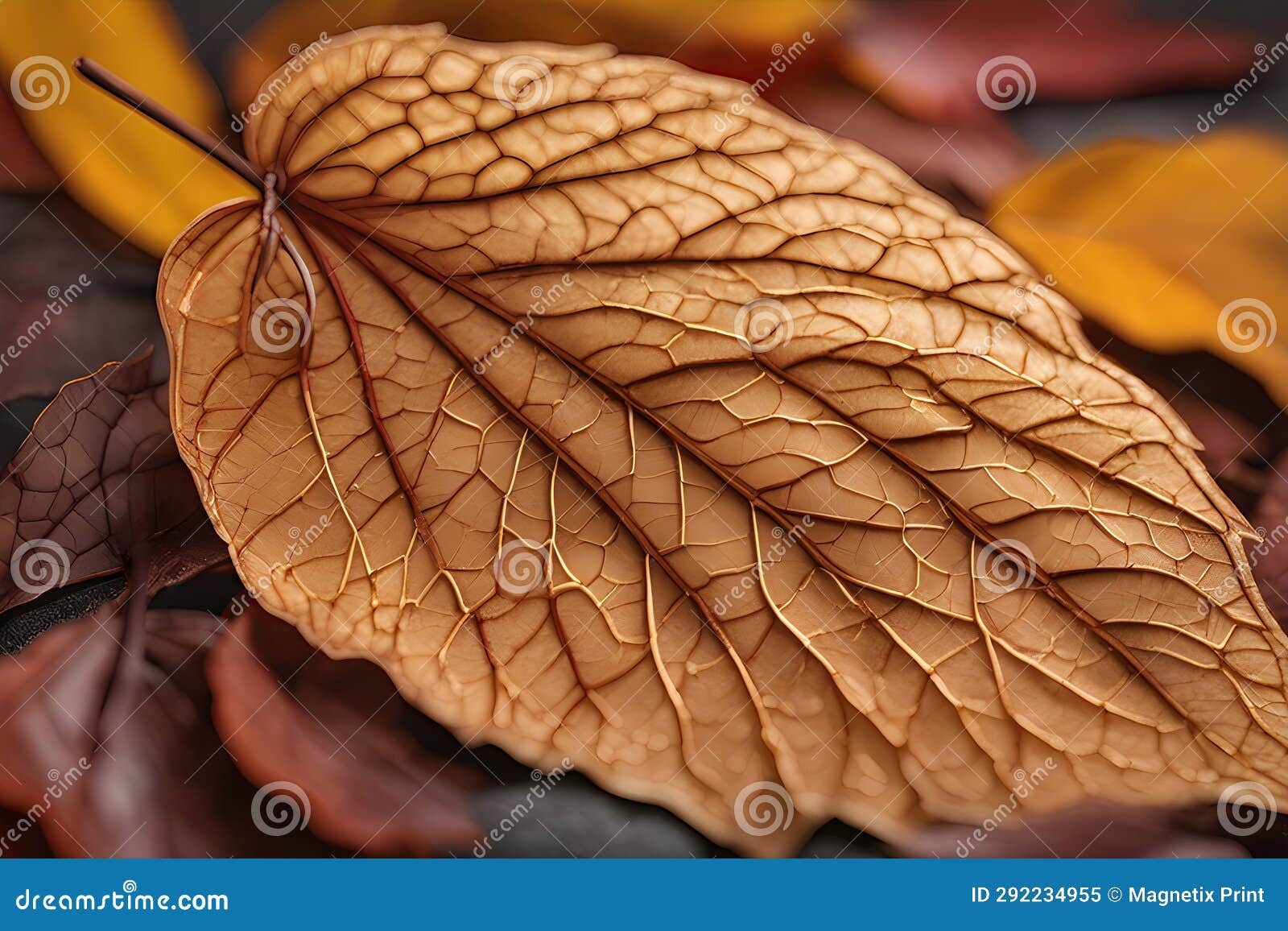 Abstract Fall Leaf, Macro Autumn Leaf Background Stock Illustration ...