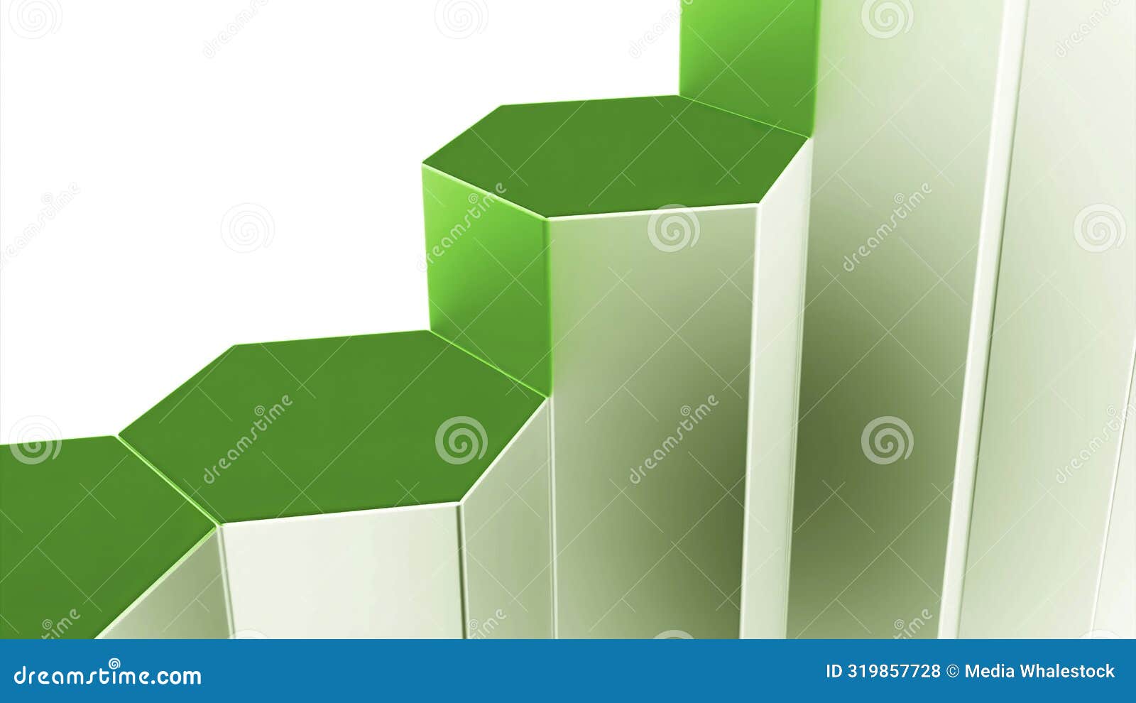 Abstract Falling Columns of Hexagonal Shapes on a White Background ...