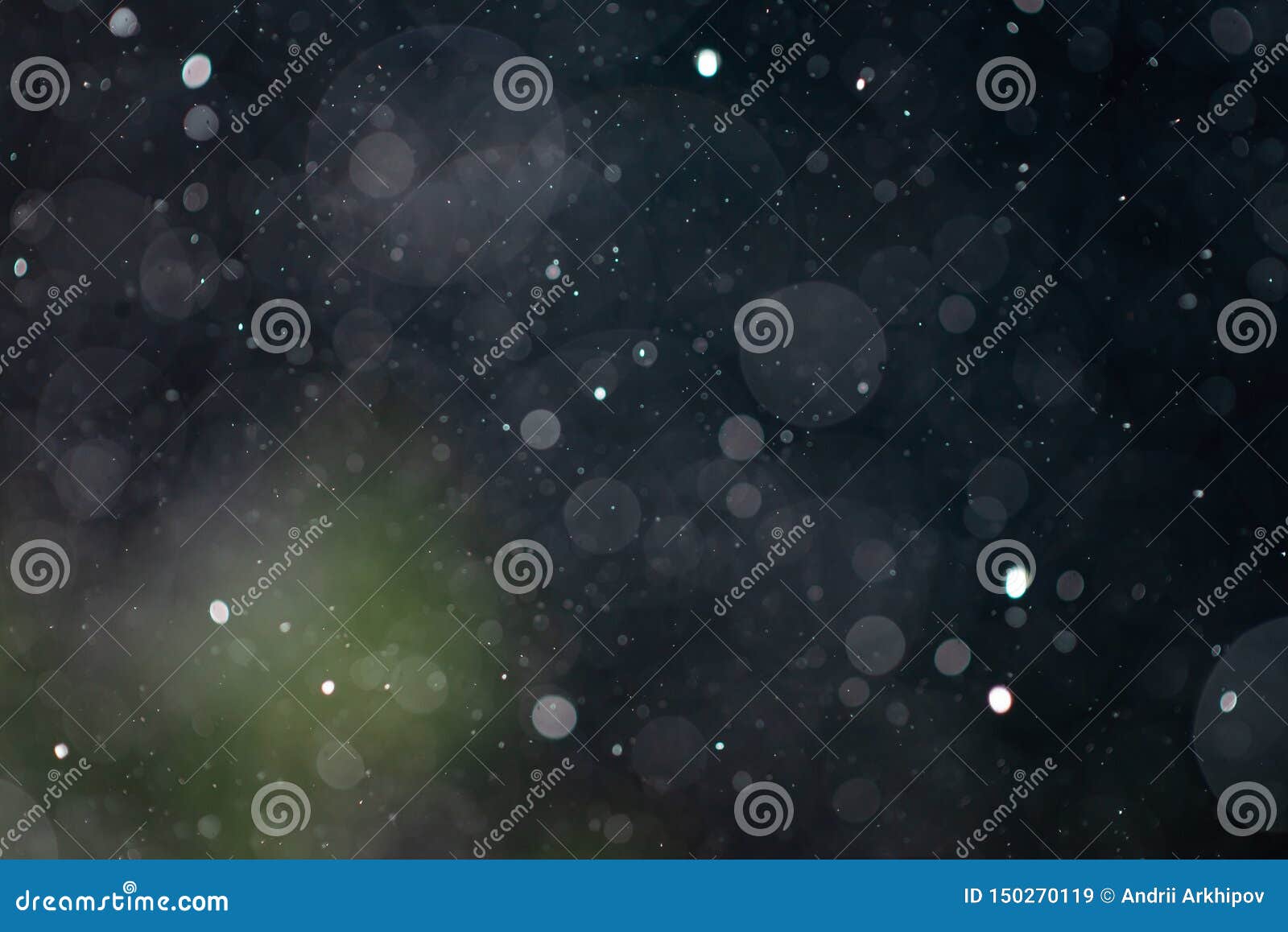 Falling Snow Rain Bokeh Texture Overlay On Dark Blue And Green ...