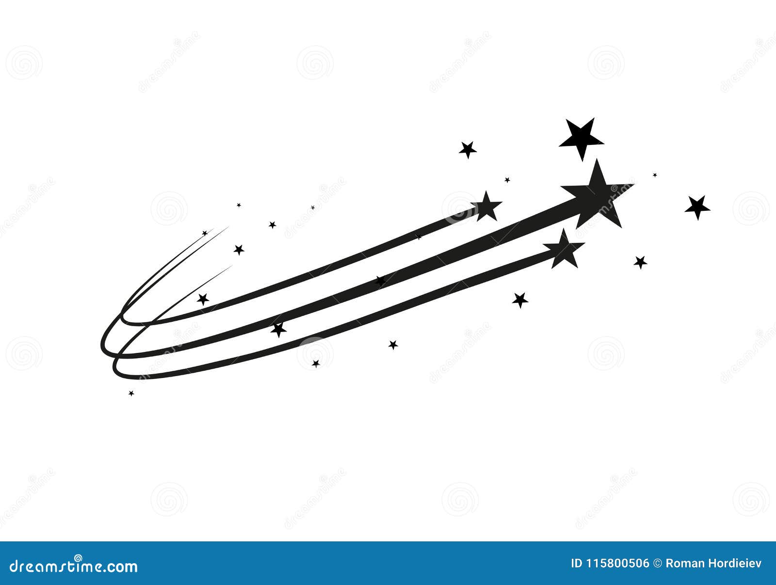 Black Shooting Star With Elegant Star Trail On White Background Vector ...