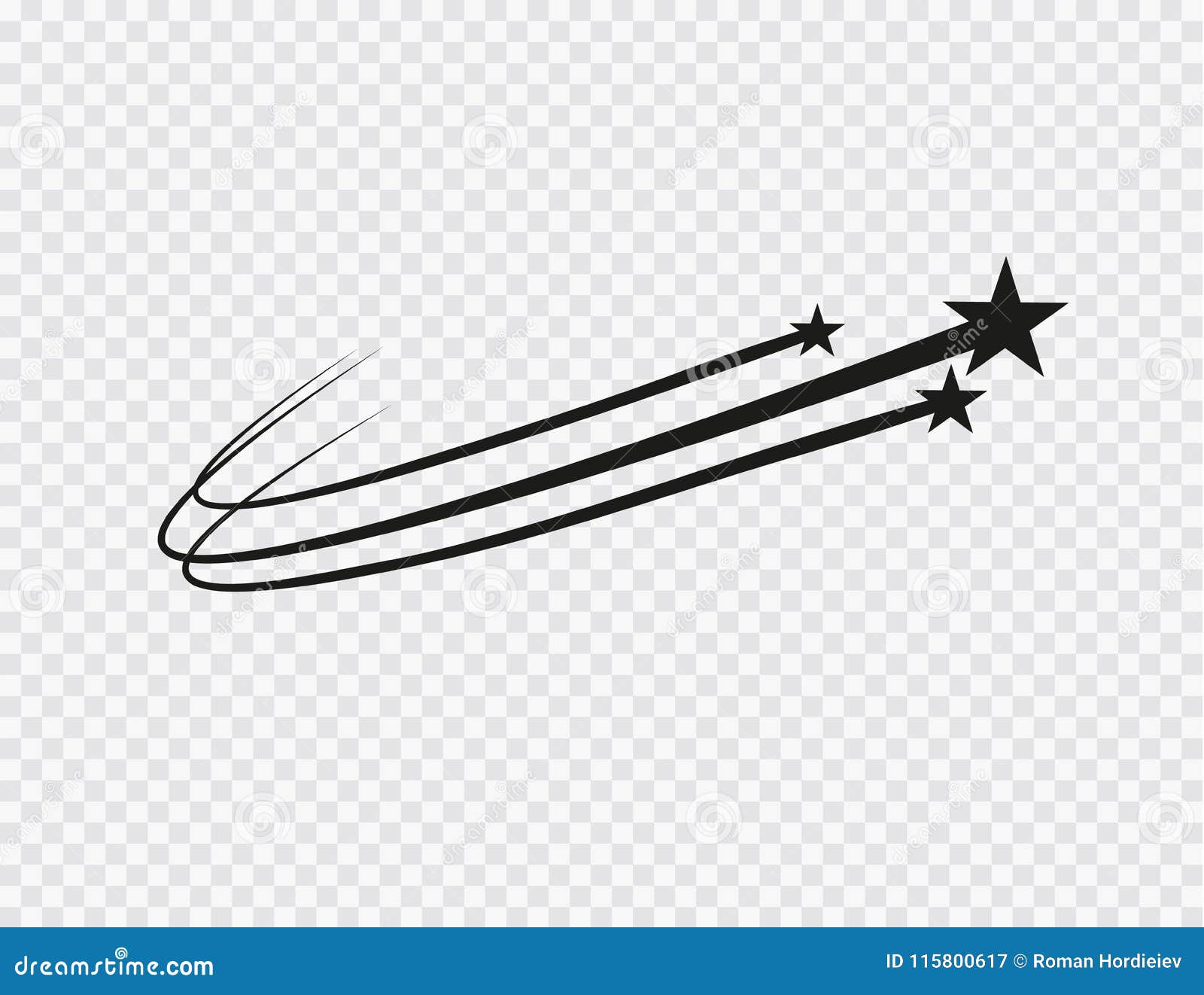Black Shooting Star With Elegant Star Trail On White Background Vector ...