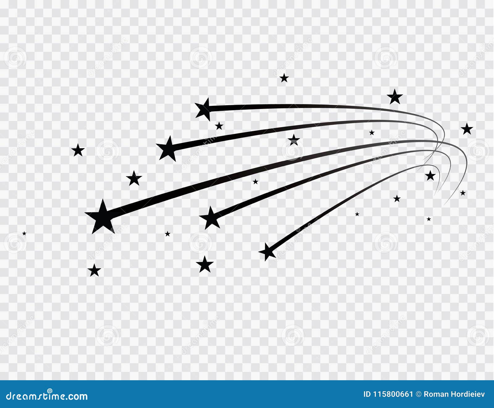 Abstract Falling Star Vector - Black Shooting Star With Elegant Star ...