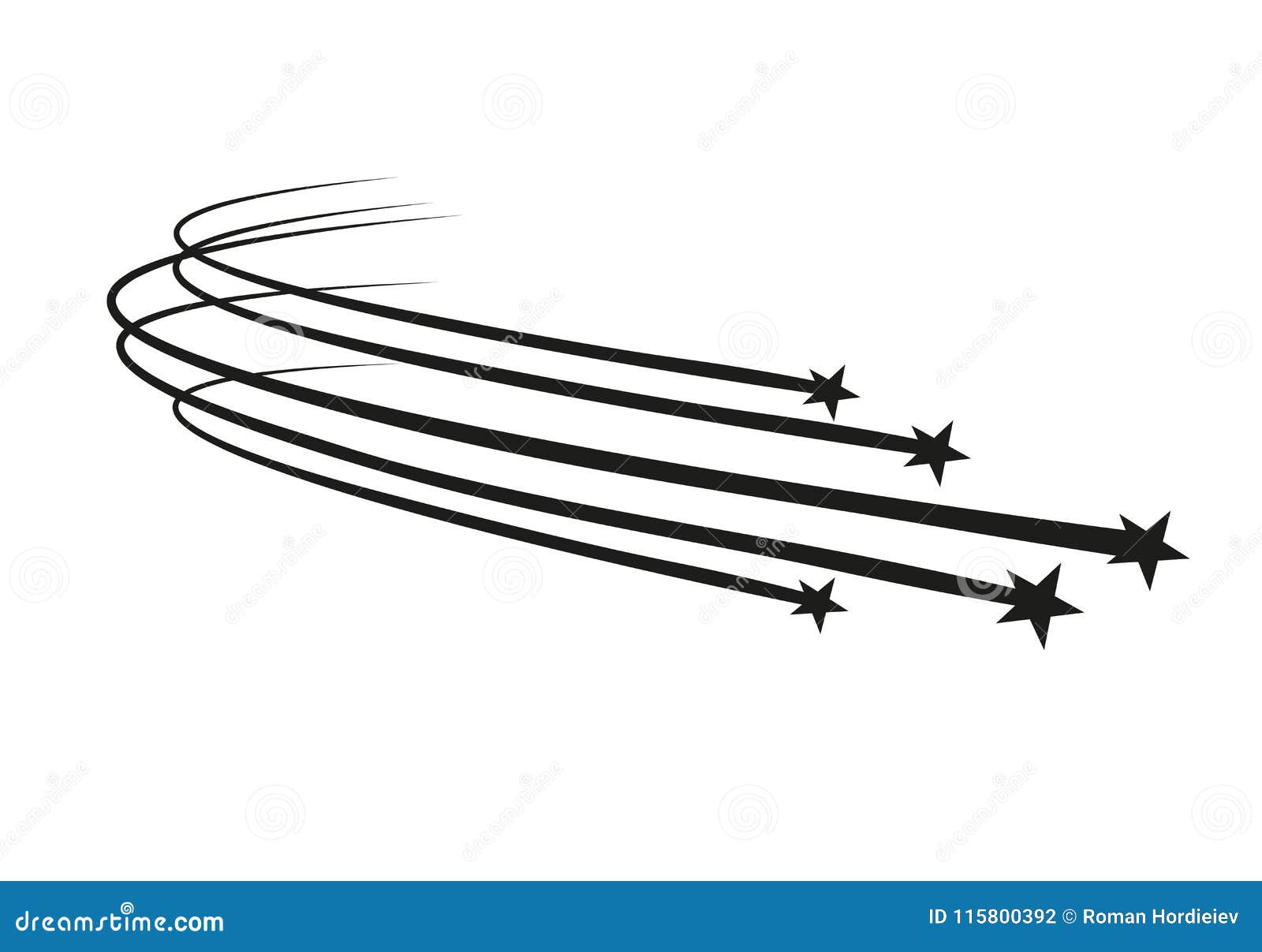 Abstract Falling Star Vector - Black Shooting Star with Elegant Star ...