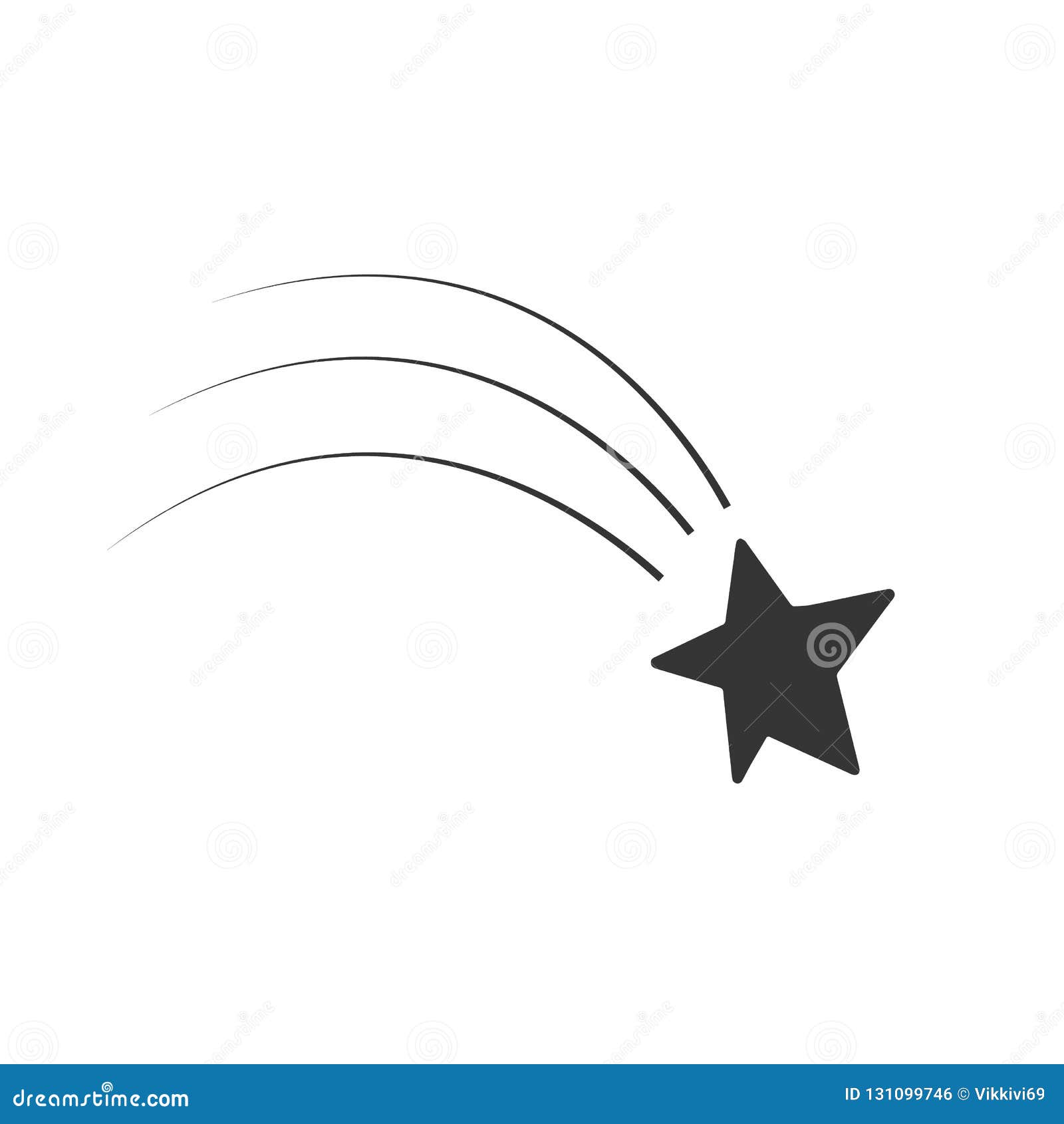 Abstract Falling Star Vector. Black Star on White Background. Meteoroid ...