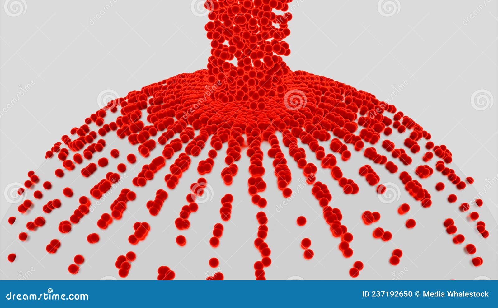 Abstract Falling Stream of Tiny Red Balls on a Big Transparent ...