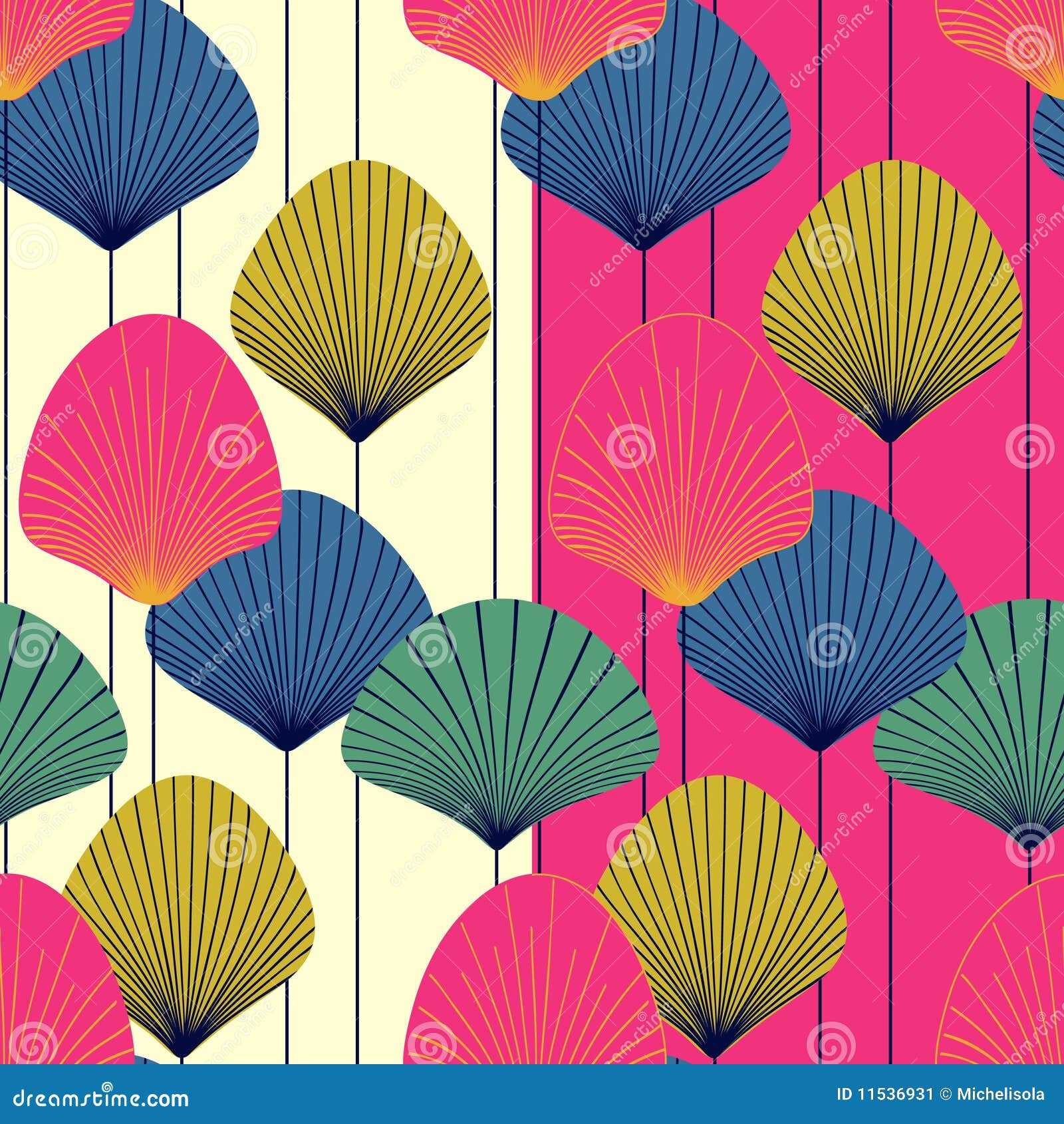 Abstract Fans - Seamless Pattern Stock Vector - Illustration of ...