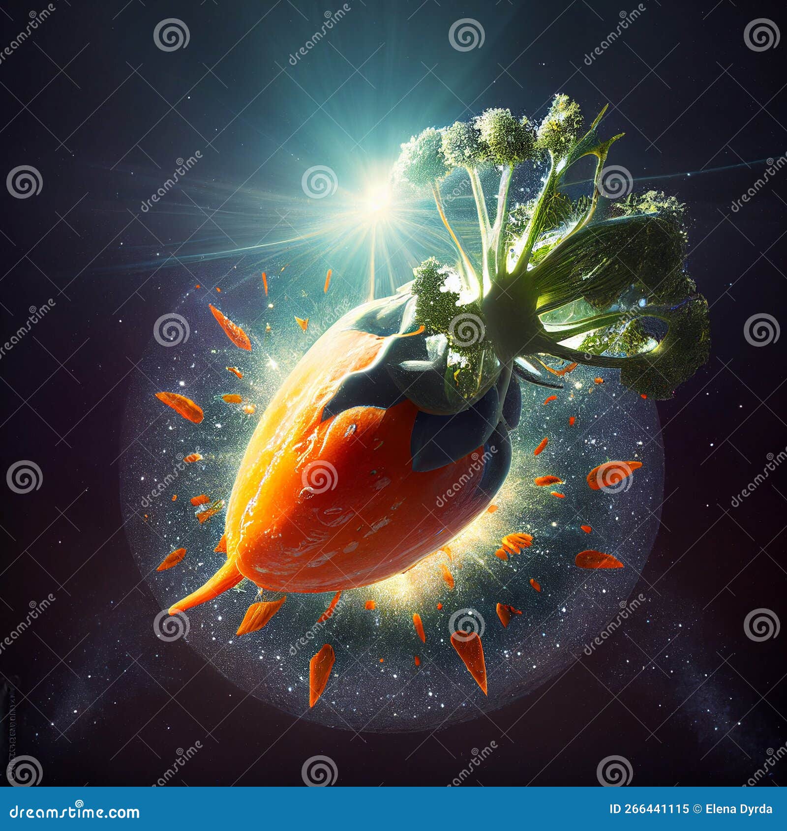 Abstract Fantastic Image of a Carrot in the Form of a Planet in Outer ...