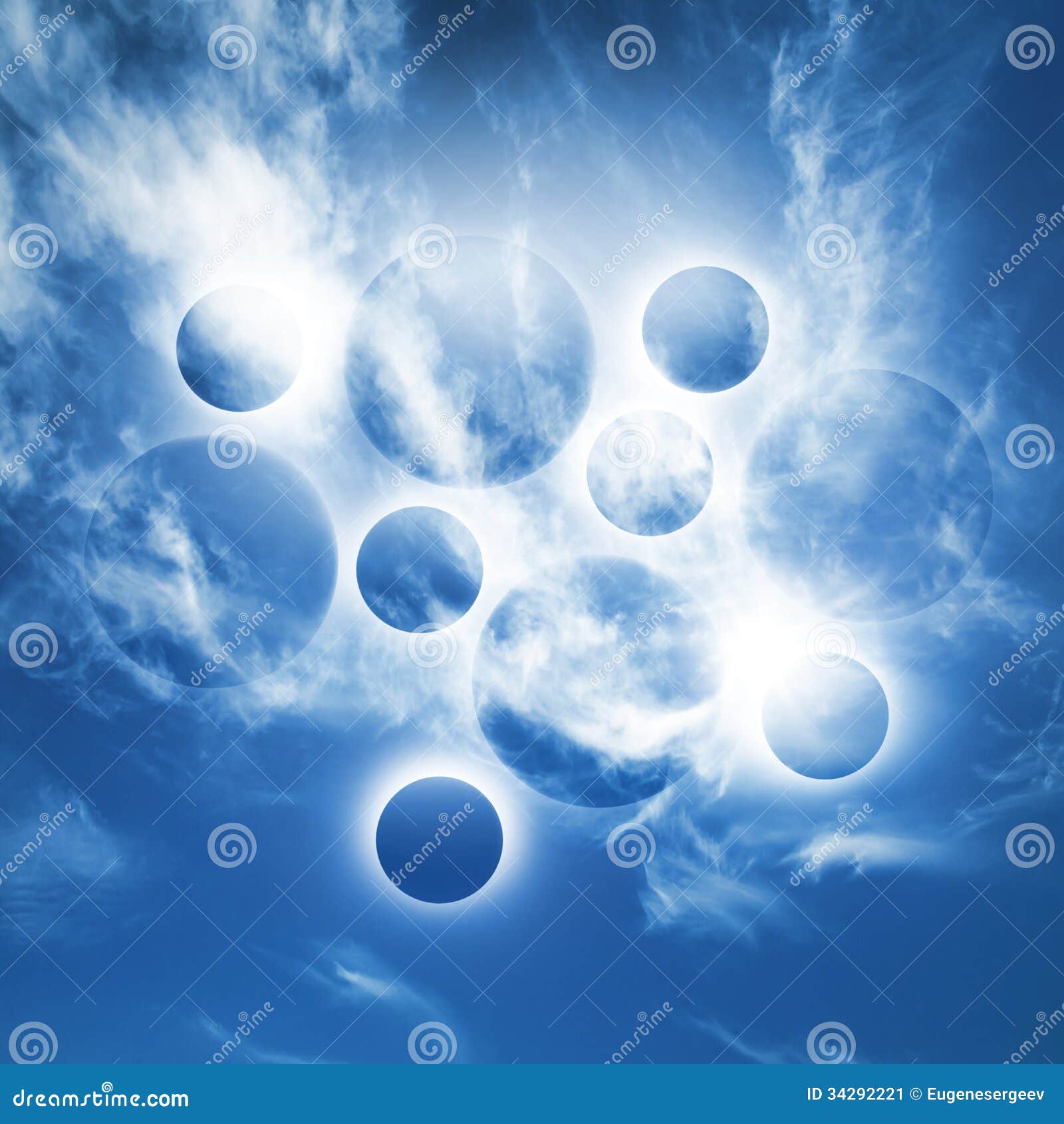 Abstract Fantasy Background with Glowing Spheres Stock Illustration ...