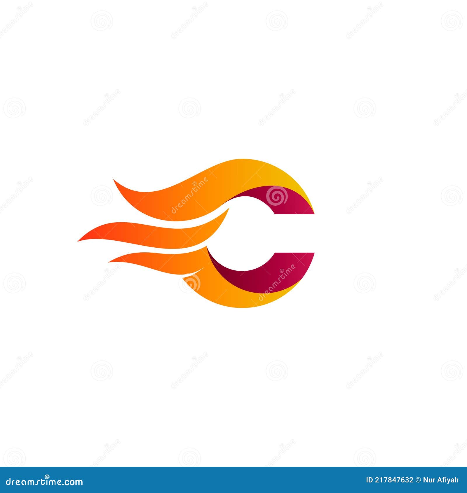 Abstract Fast Fire Logo with Letter C Icon Template Ilustración del ...