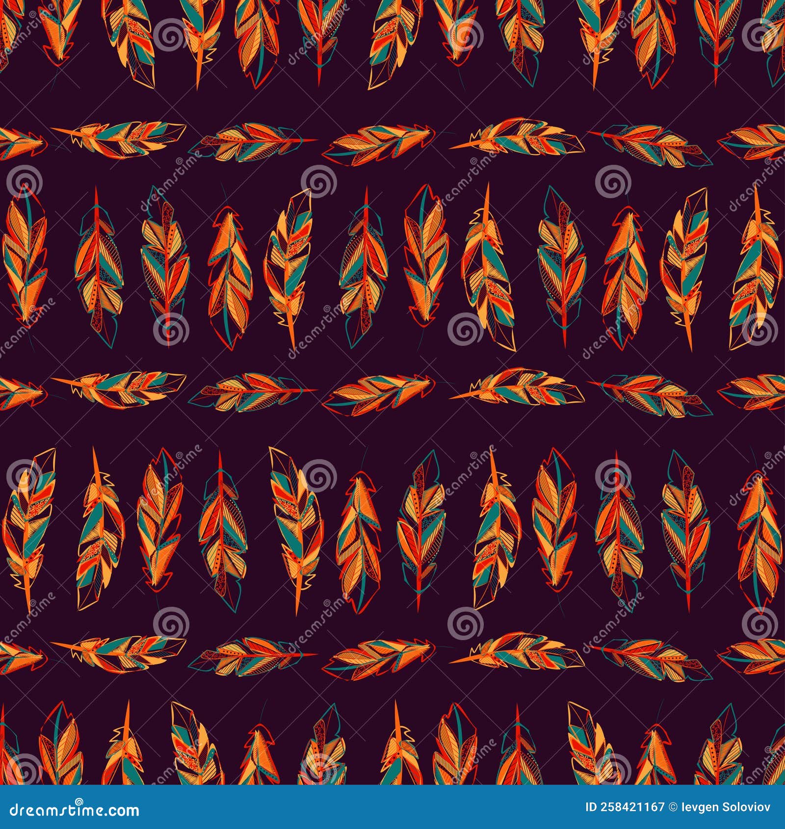 Abstract Feathers Seamless Pattern Stock Vector - Illustration of floor ...