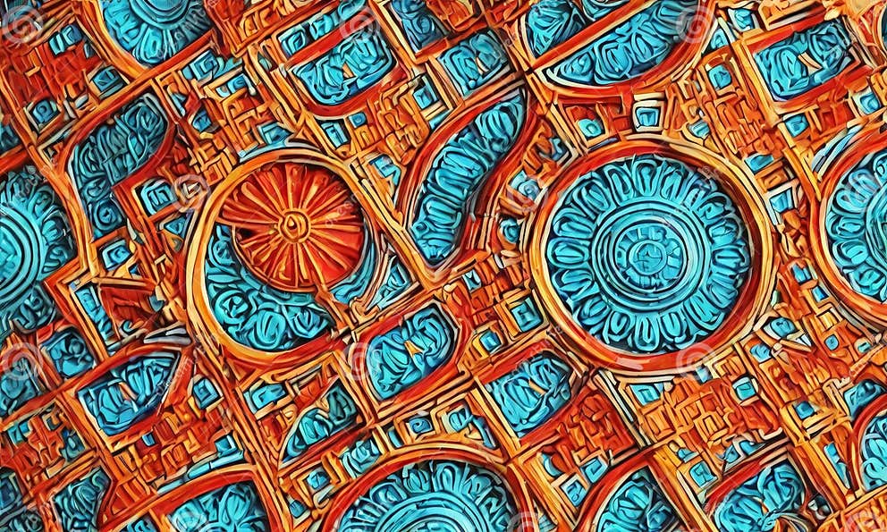 Abstract Featuring Complex Pattern Overlapping Circles and Lines in ...