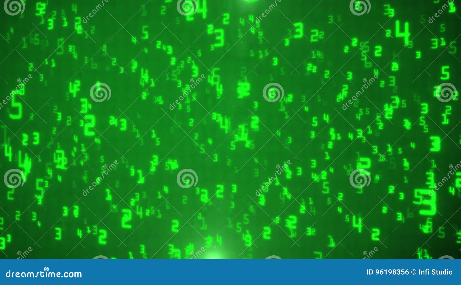 Abstract Featuring a Particle Rain of Binary Numbers Falling Simulating the Matrix Effect ...