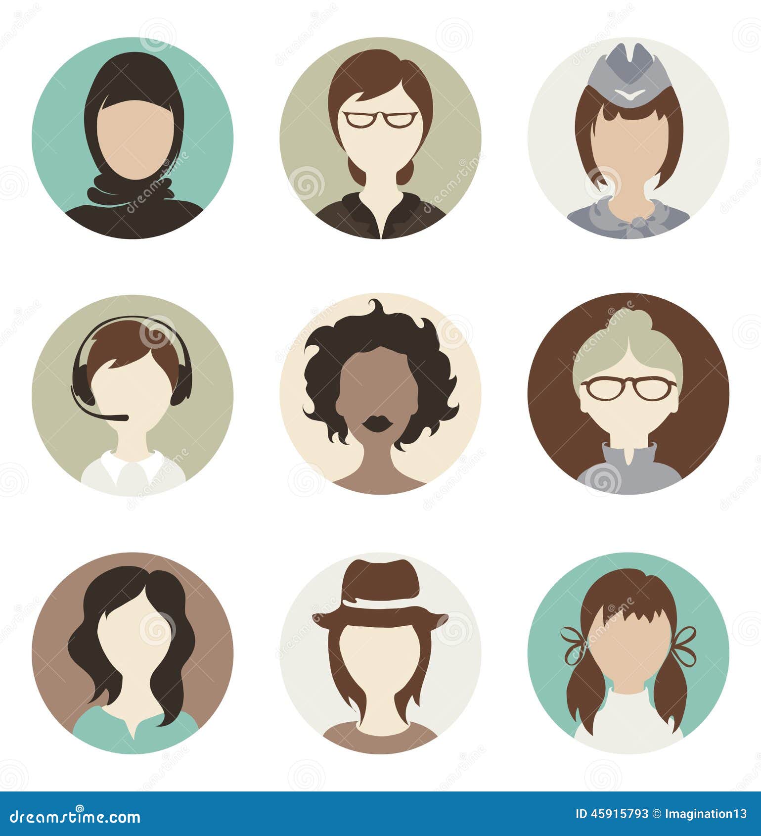 Abstract female avatars stock vector. Illustration of interface - 45915793
